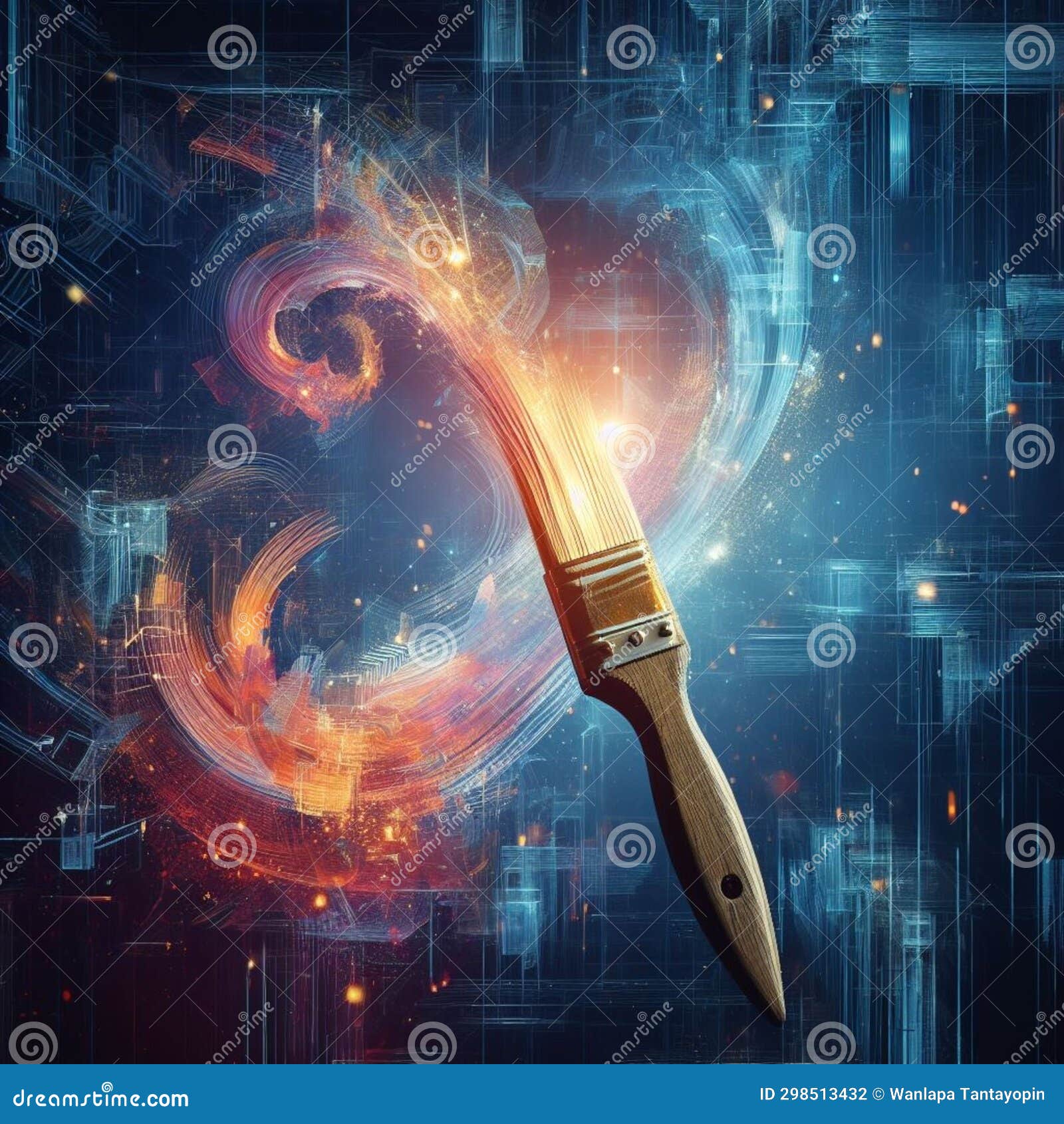 Abstract Painting Brush and Digital Wallpaper Stock Photo - Image of ...