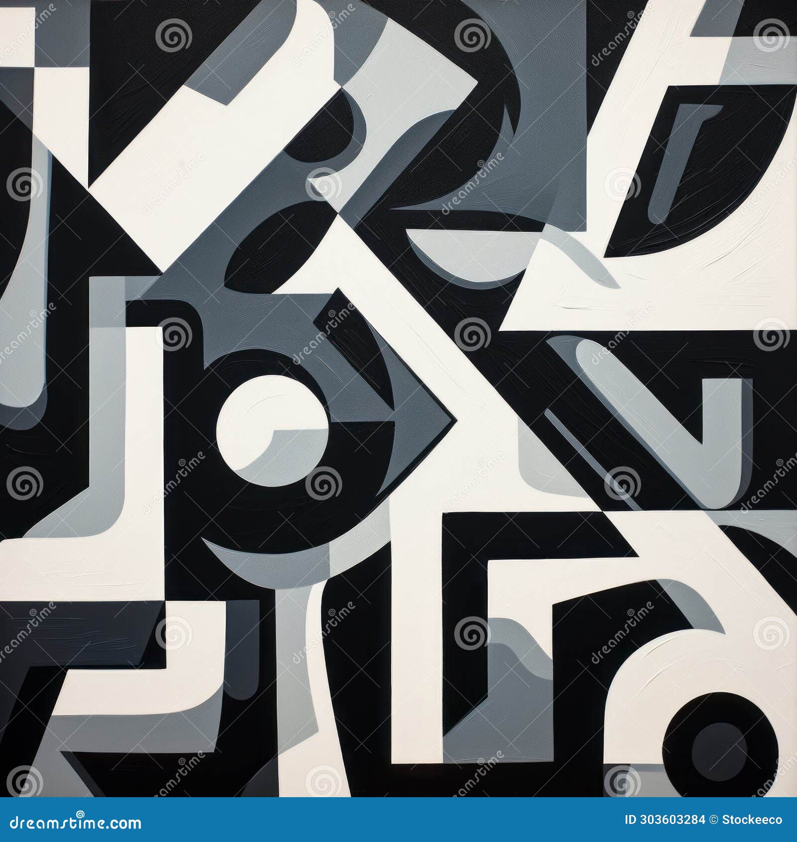 Monochrome Hard Edge Painting with Colorful Shapes Stock Illustration ...