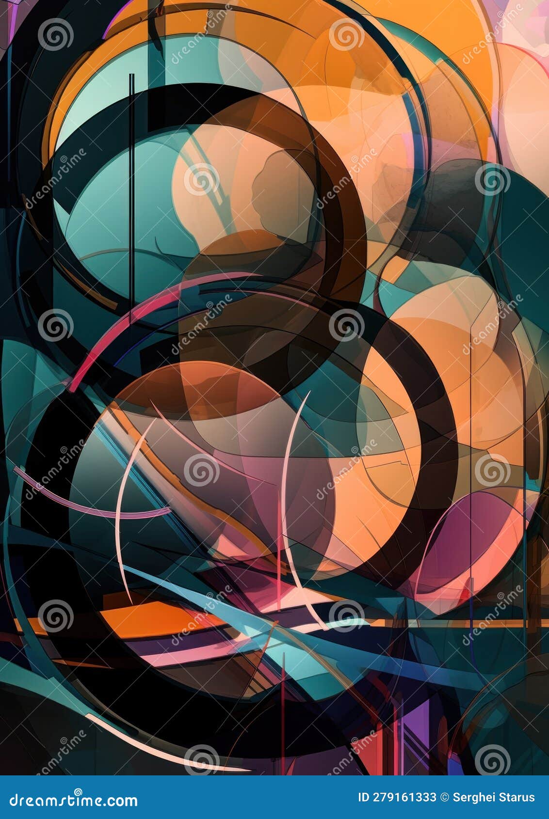 An Abstract Painting of Circles and Lines. Generative AI Image. Stock ...