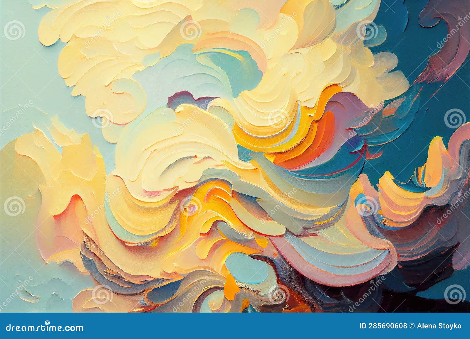 Abstract Painting. Colored Brush Strokes. Clouds in the Sky Stock ...