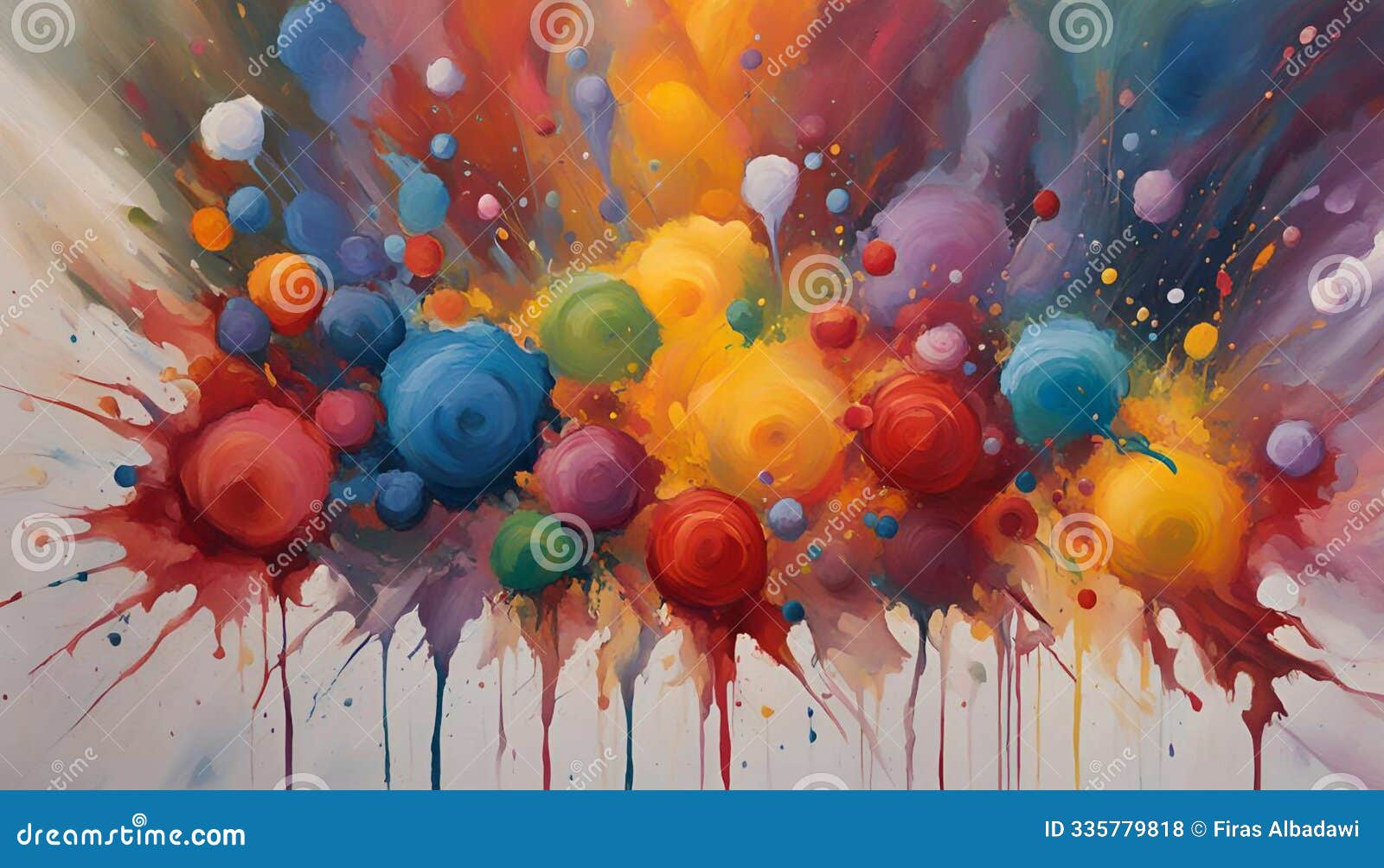 An Abstract Painting of Colorful, Circular Shapes Exploding and ...