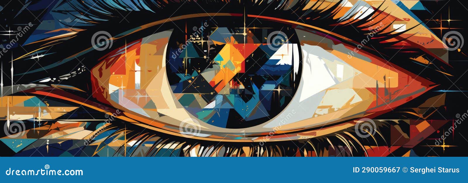 An Abstract Painting of a Colorful Eye, AI Stock Image - Image of ...