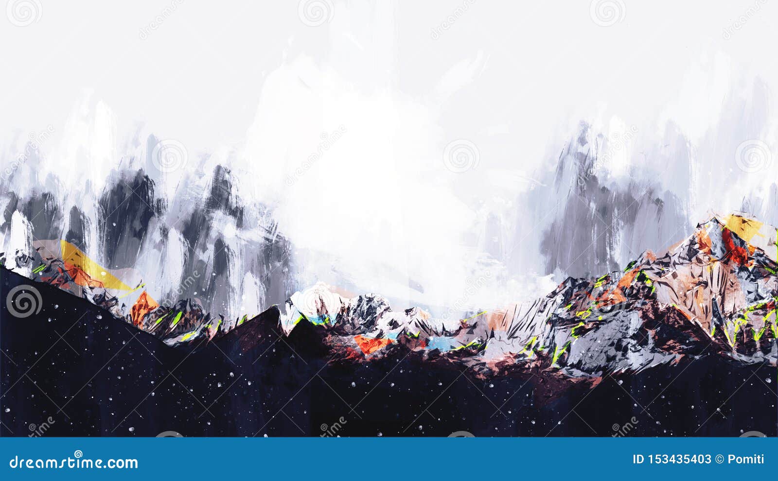 Abstract Painting of Colorful Mountains, Digital Painting Stock ...