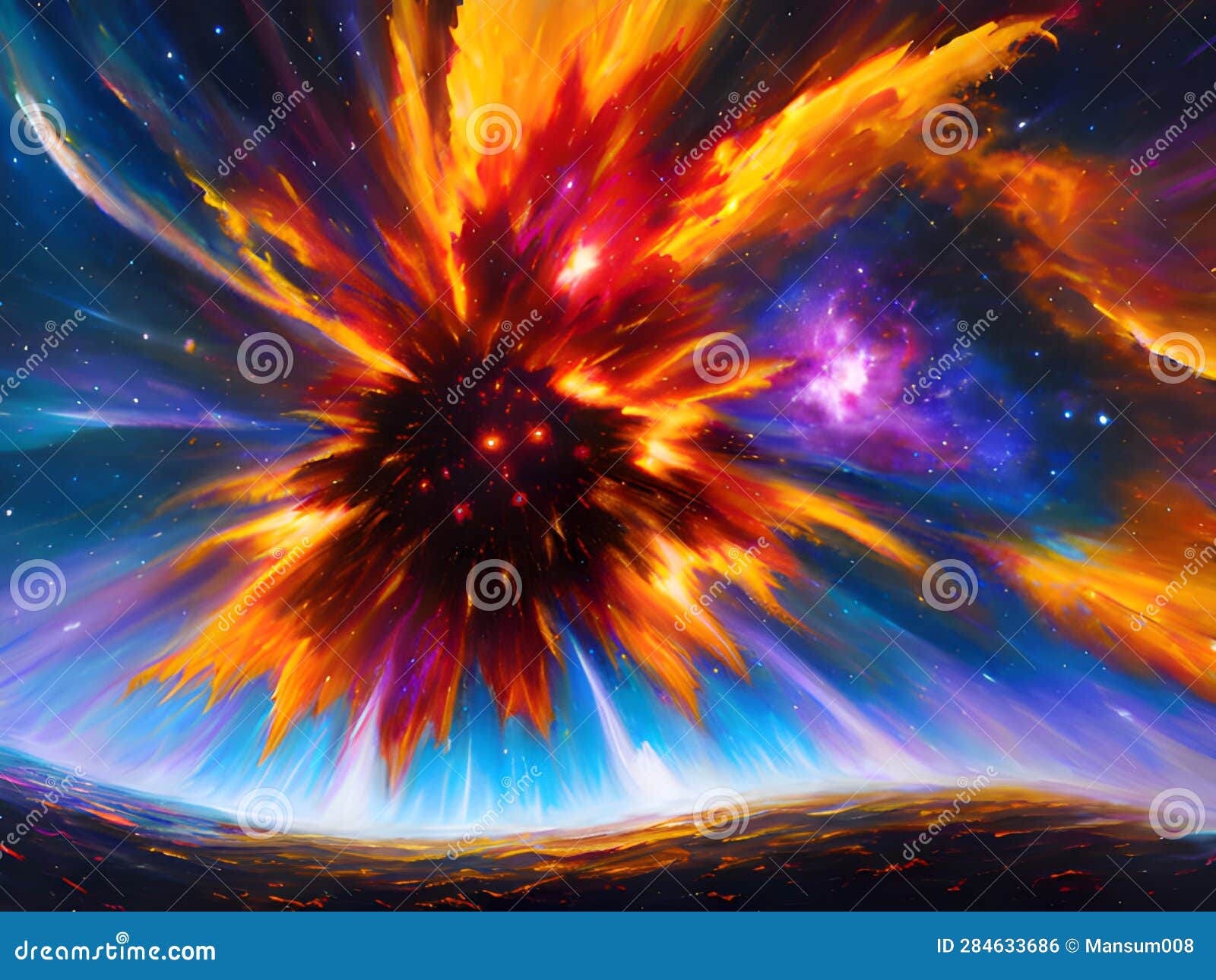 Abstract Painting of Colorful Nebula and Space, Ai Generated Stock ...