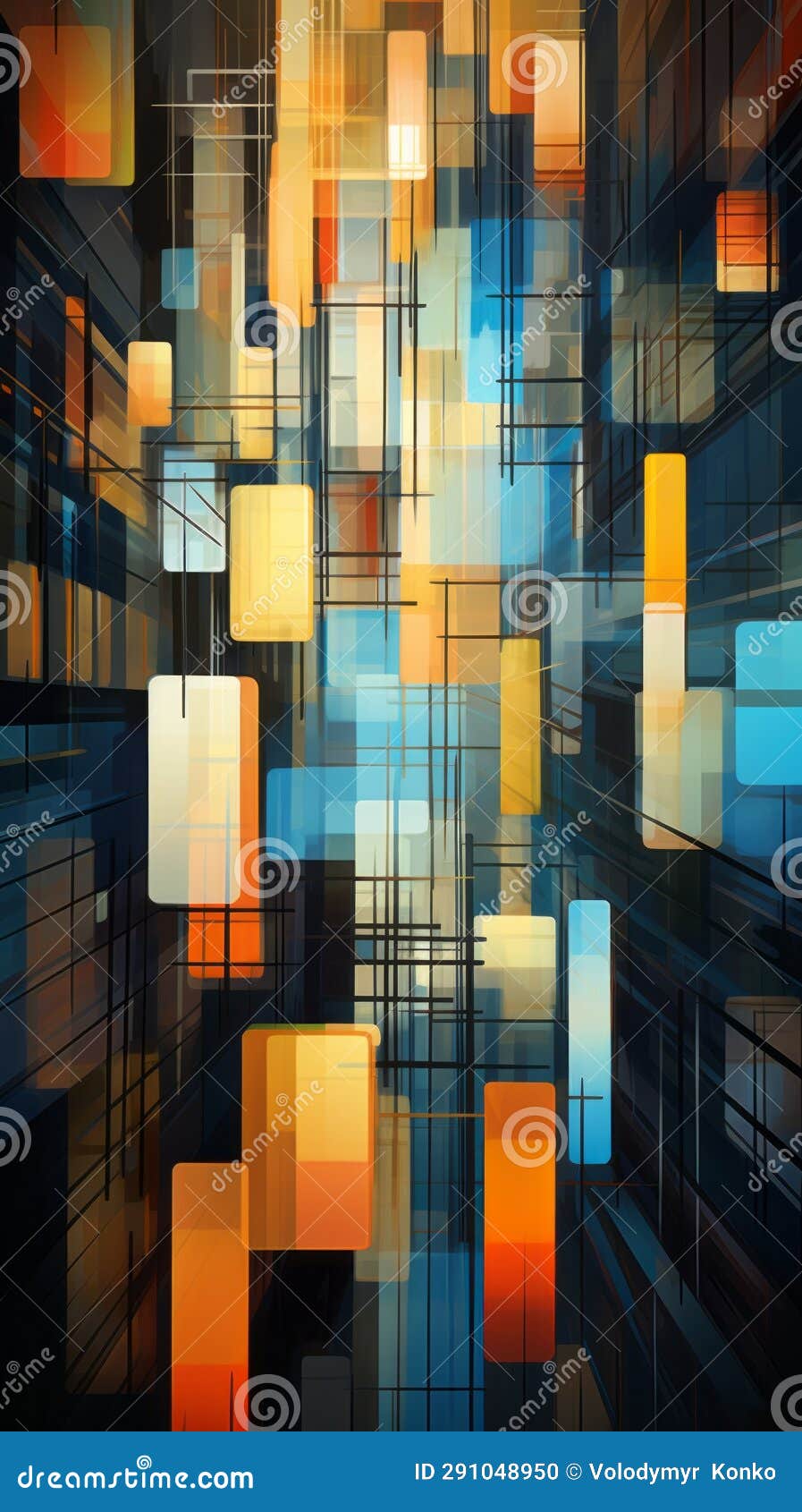 An Abstract Painting Consisting of Squares and Rectangles Stock ...