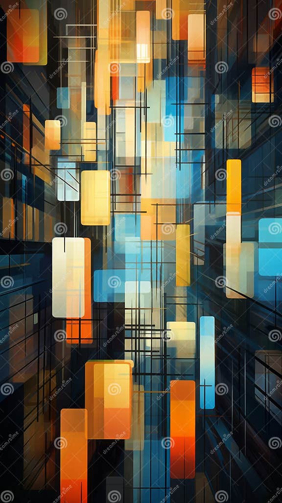 An Abstract Painting Consisting of Squares and Rectangles Stock ...