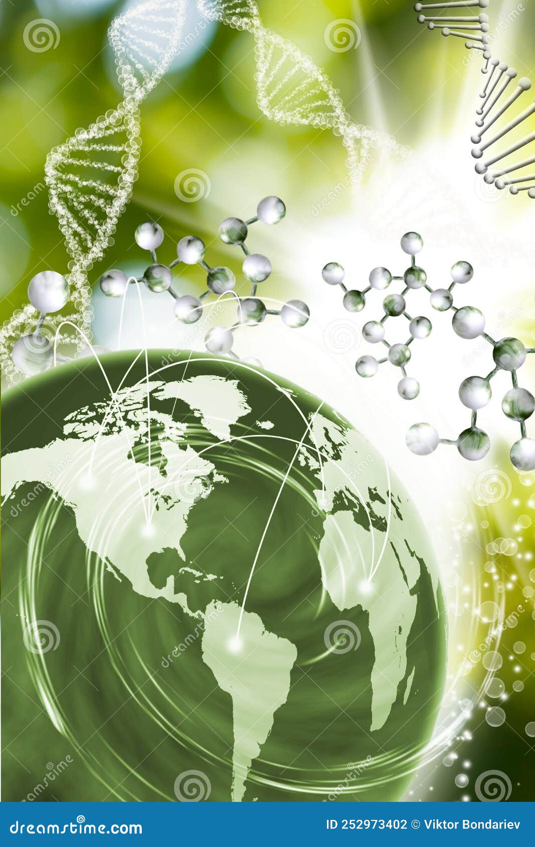 An Abstract Painting Depicting the Planet Earth and DNA Chains Stock ...