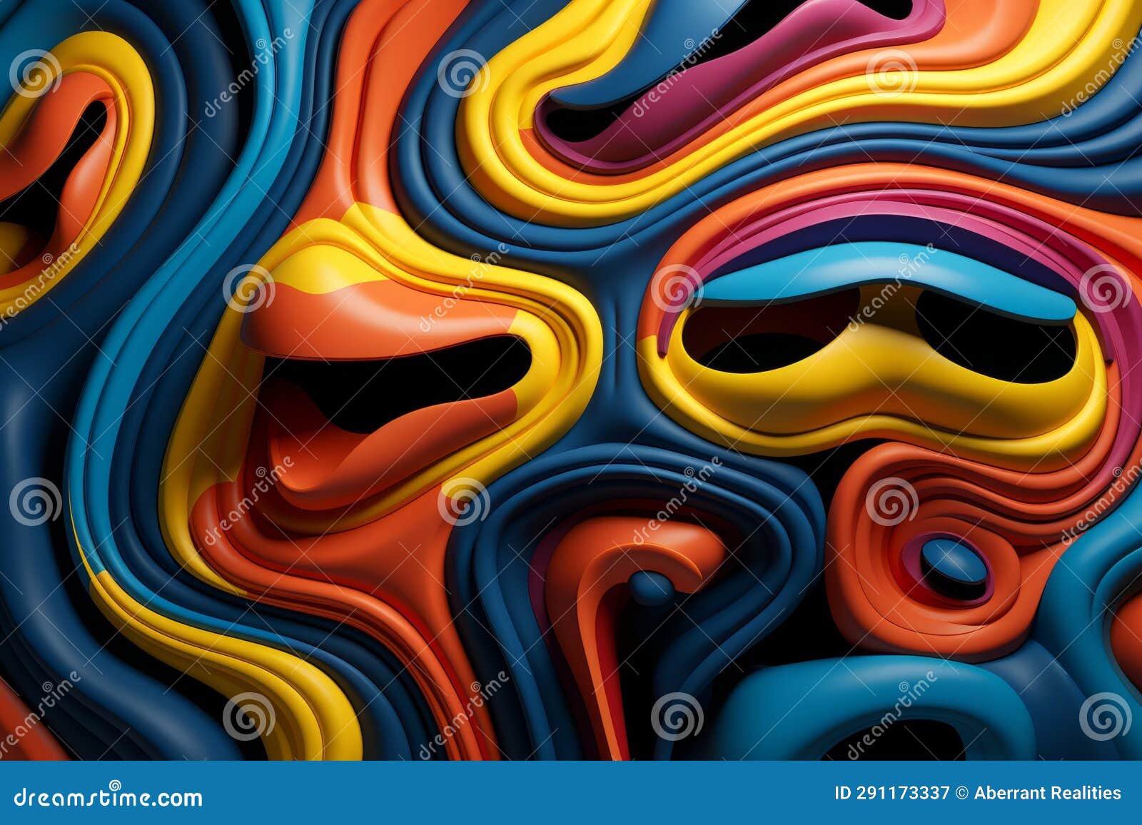 An Abstract Painting of a Face with Many Different Colored Swirls Stock ...