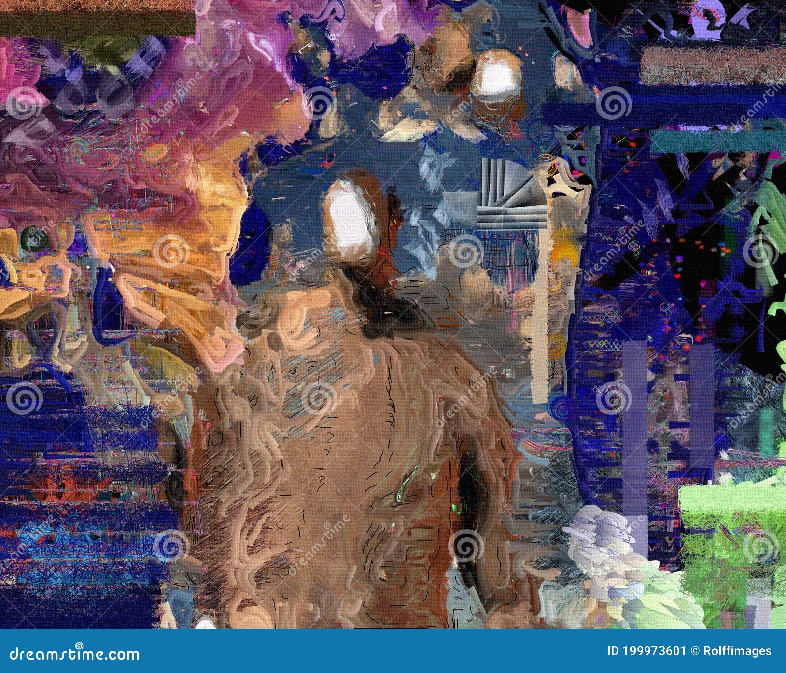 Abstract Painting with Faceless Man Stock Illustration - Illustration ...