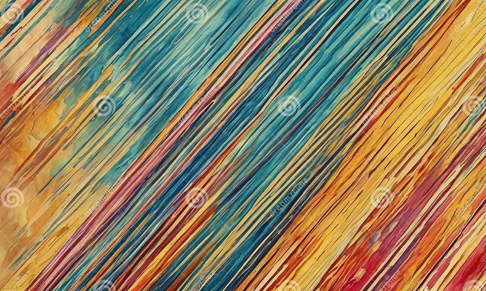 Abstract Painting Features Diagonal Lines in Various Colors, Creating ...