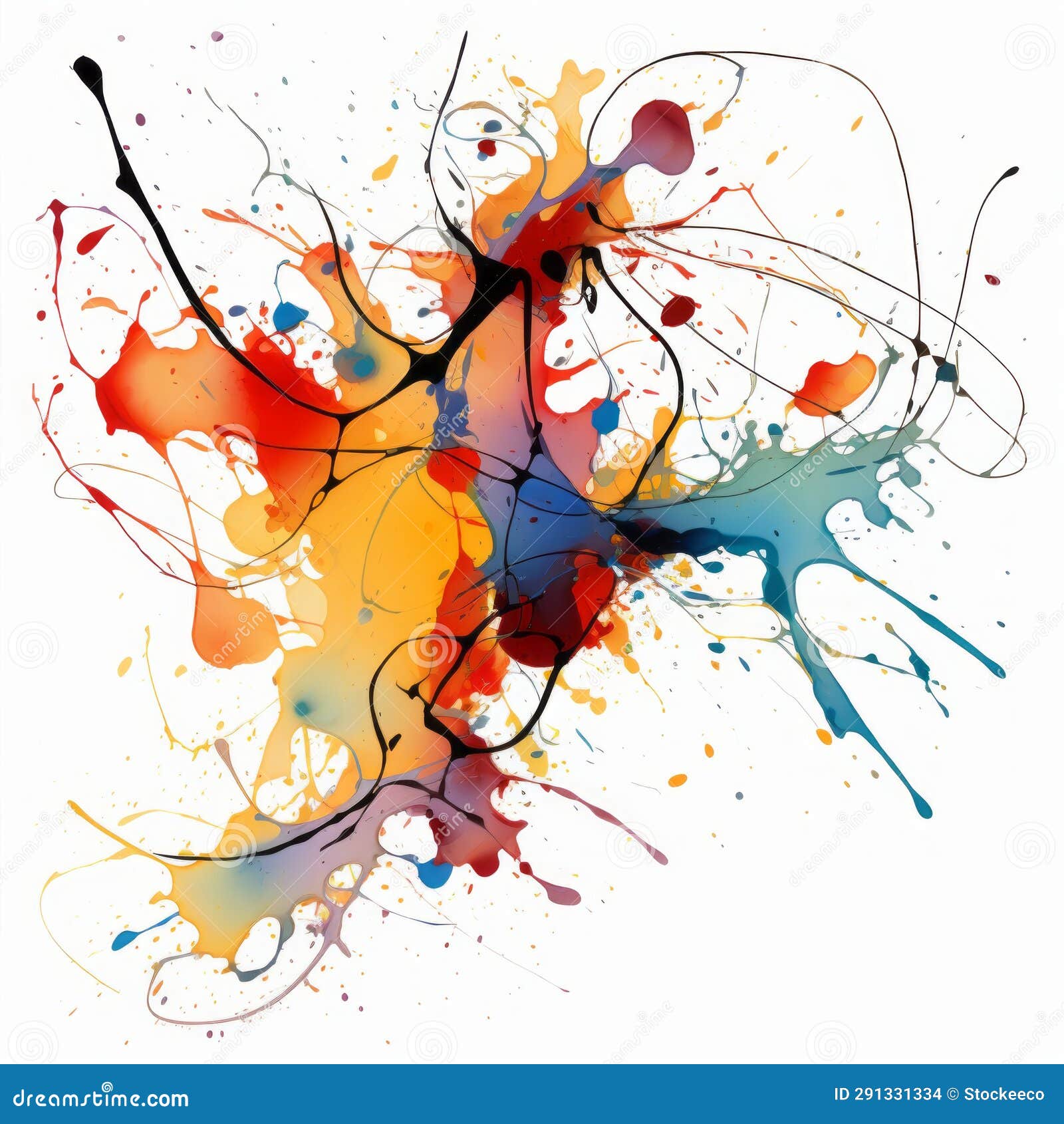 Colorful Watercolor Clipart of Pollock with White Background Stock ...