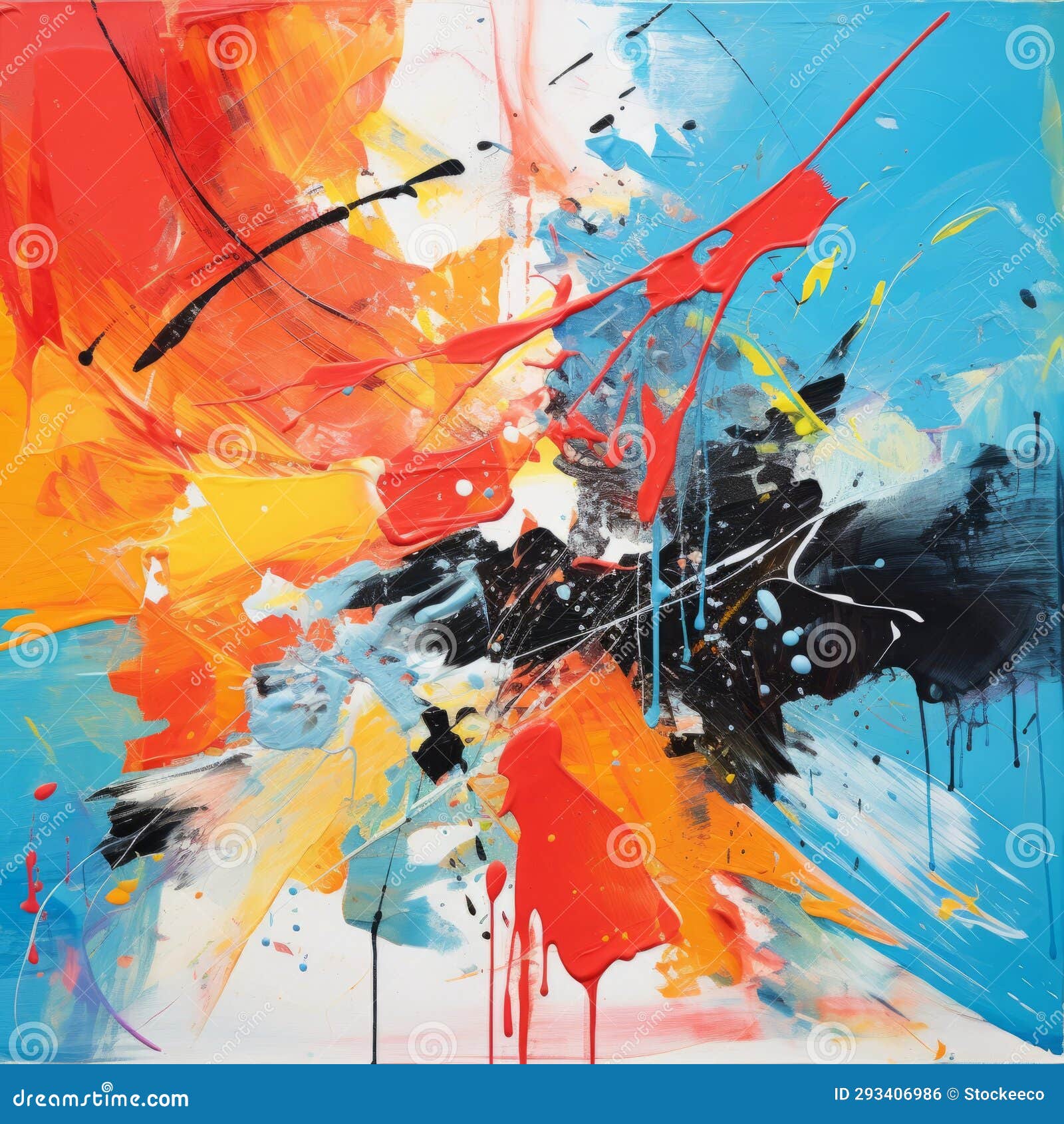 Vibrant Abstract Painting with Energetic Compositions Stock ...