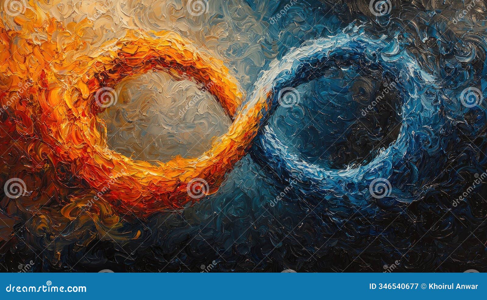 Abstract Painting of Fire and Water Intertwined in the Shape of an ...