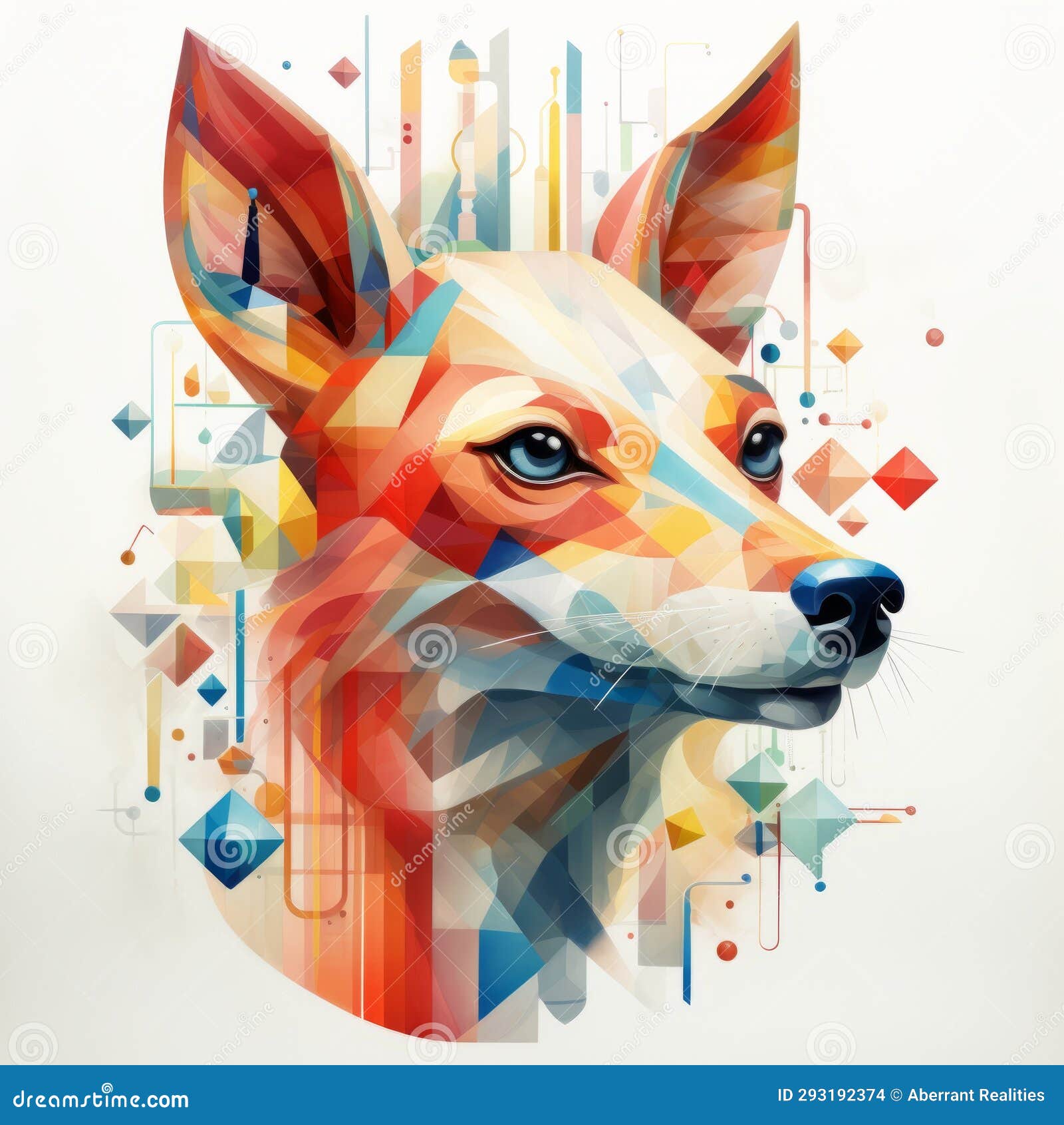 An Abstract Painting of a Fox with Geometric Shapes Stock Illustration ...