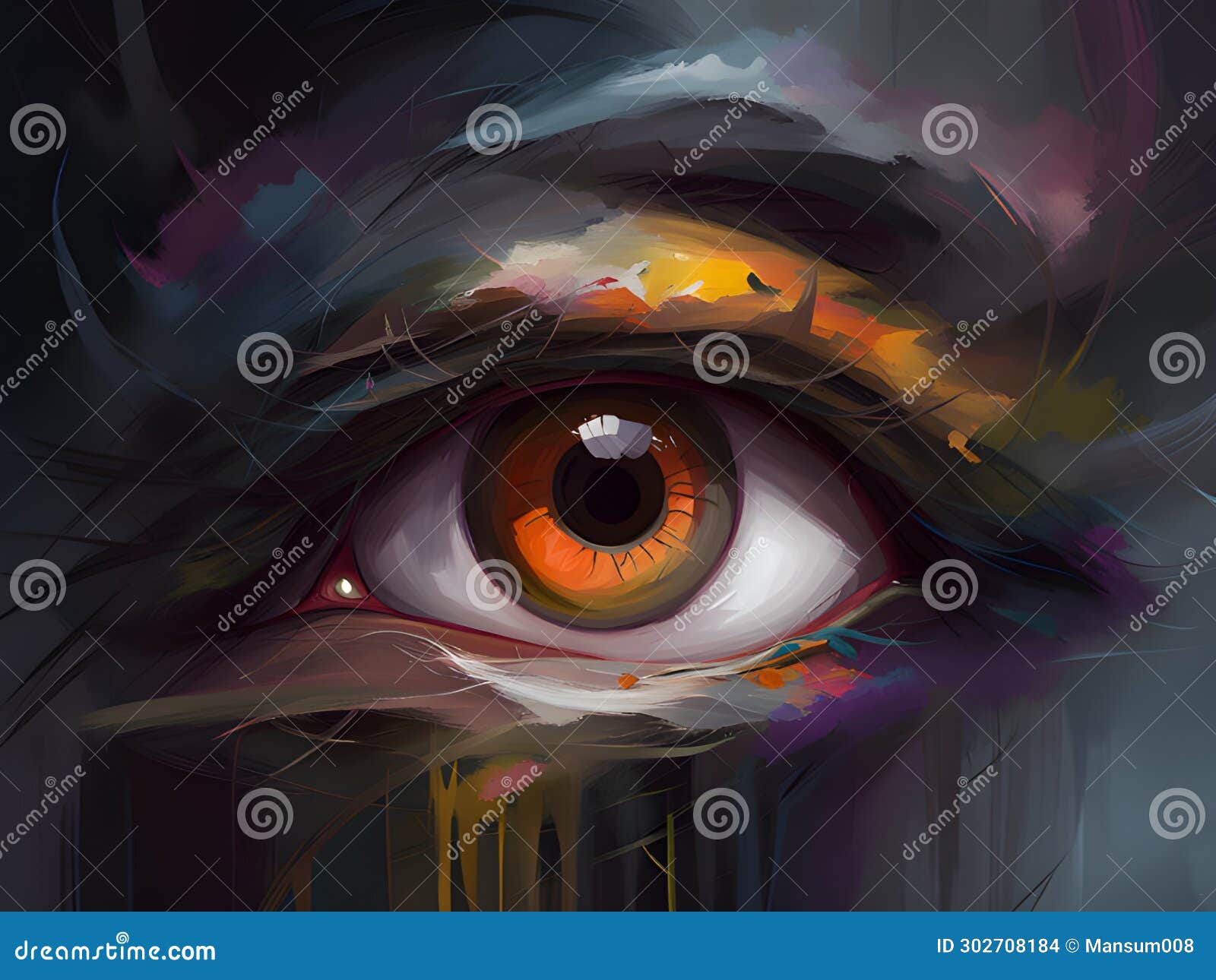 Abstract Painting of Human Eye, Digital Illustration Stock Illustration ...