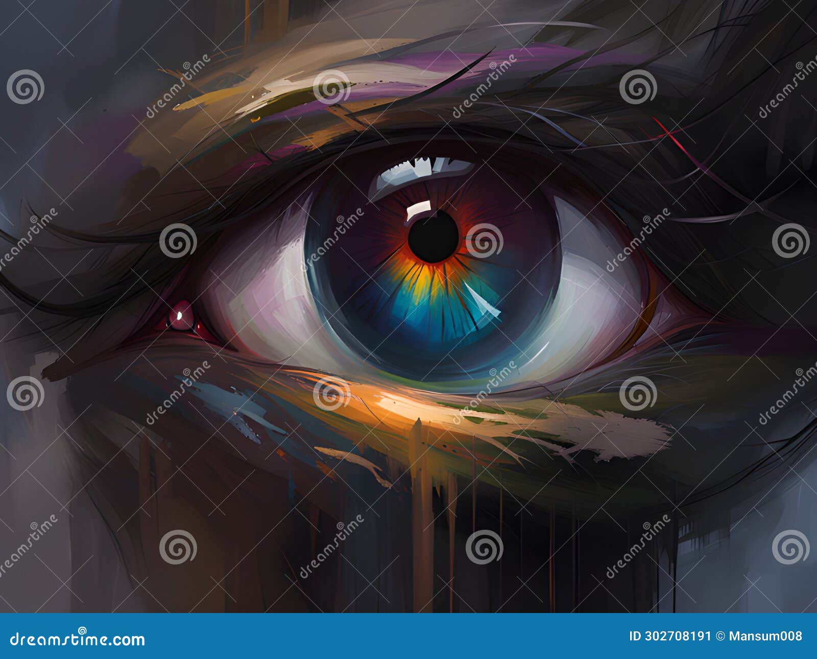 Abstract Painting of Human Eye, Digital Illustration Stock Illustration ...