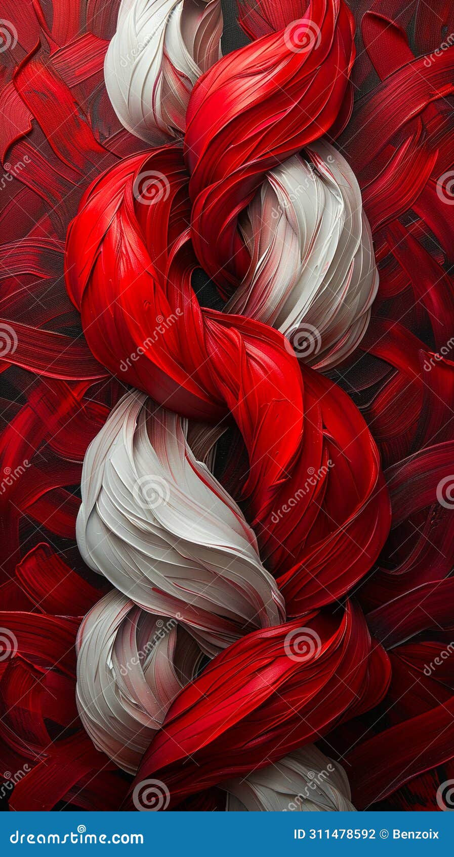 Abstract Painting of Intertwined Red and White Threads Stock Photo ...