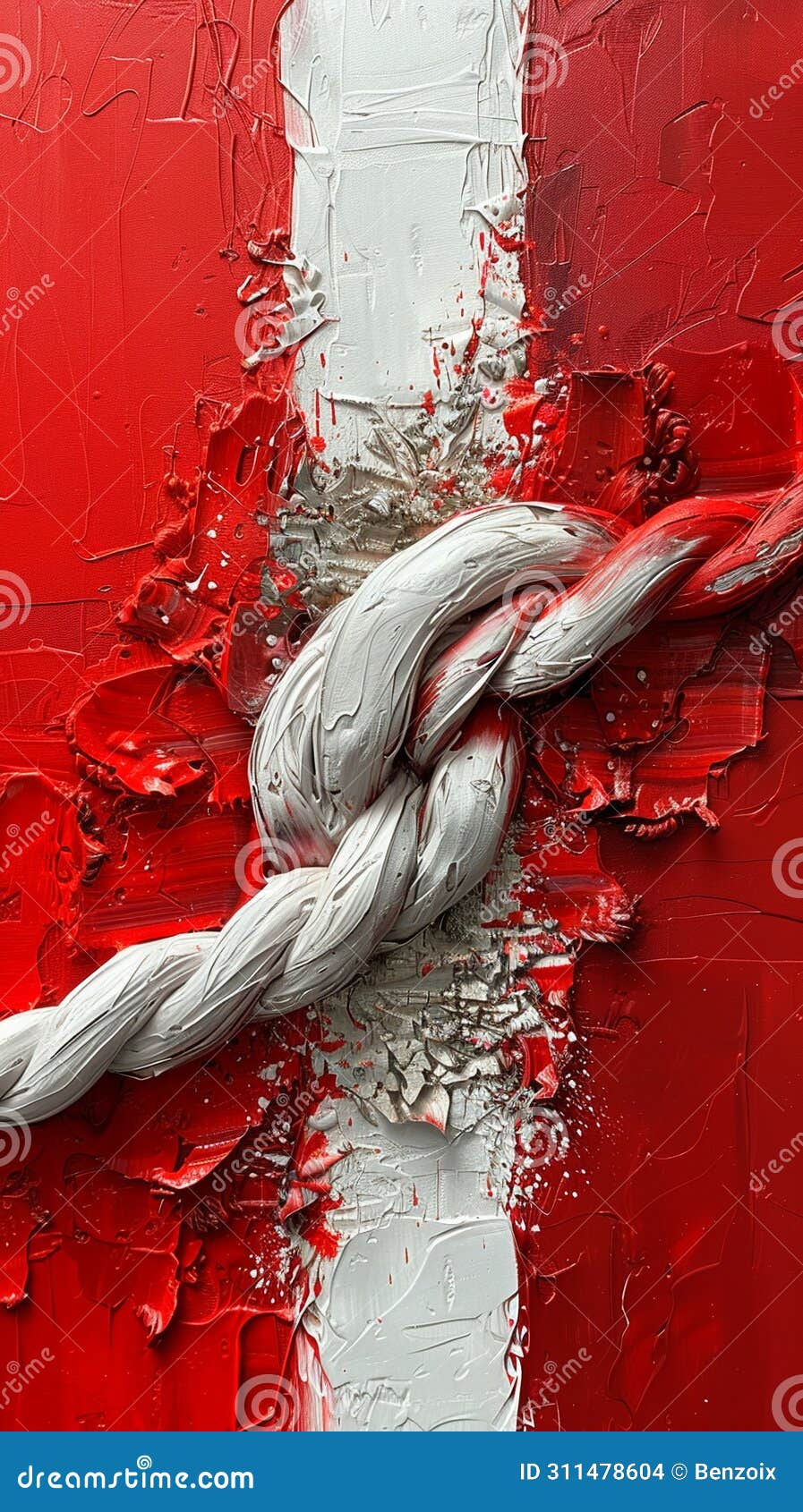 Abstract Painting of Intertwined Red and White Threads Stock Photo ...
