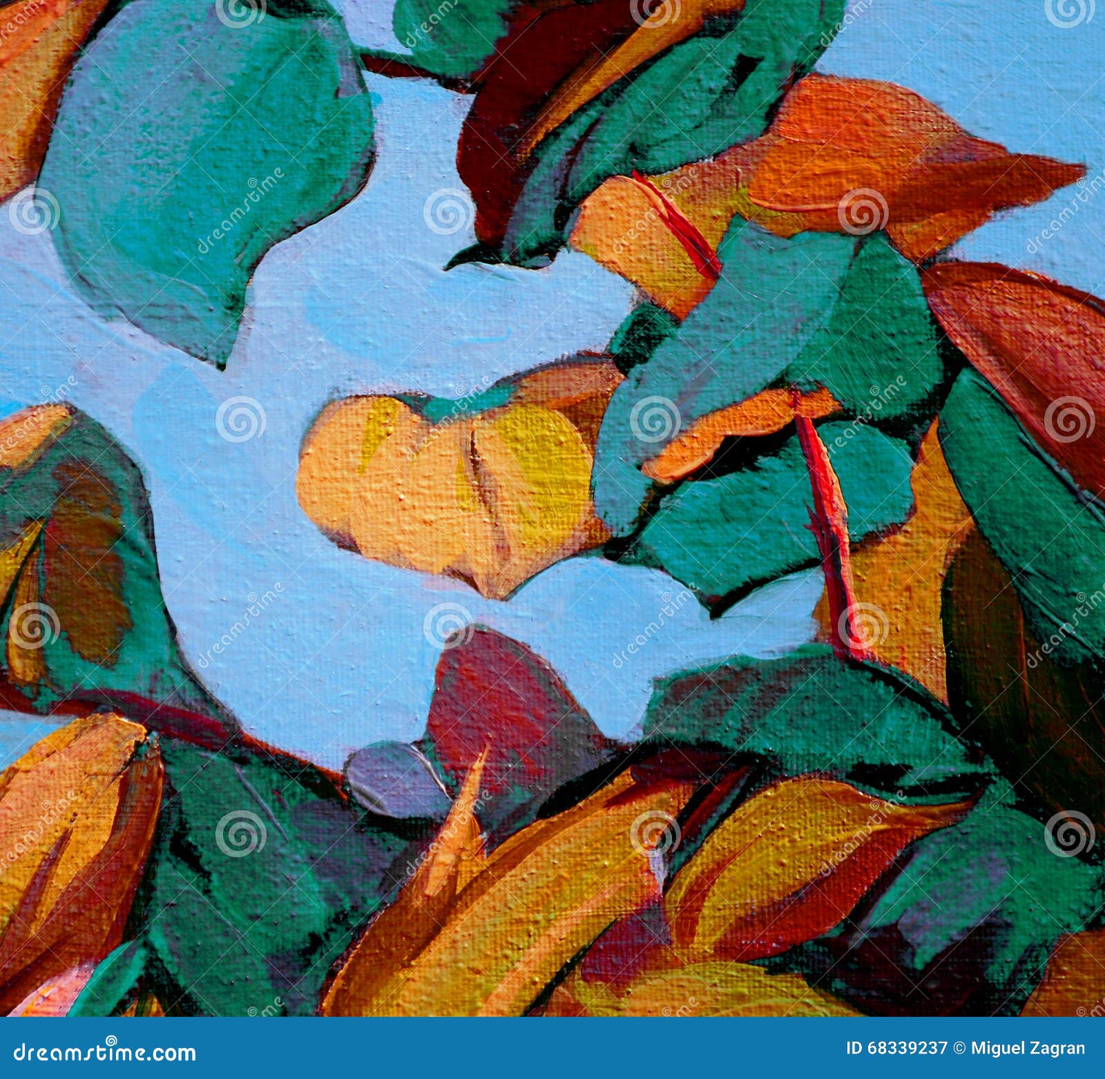 Abstract Painting with Leaves, Illustration Stock Illustration ...