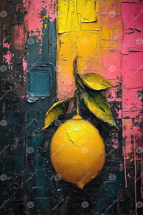 Abstract Painting of a Lemon Stock Illustration - Illustration of ...