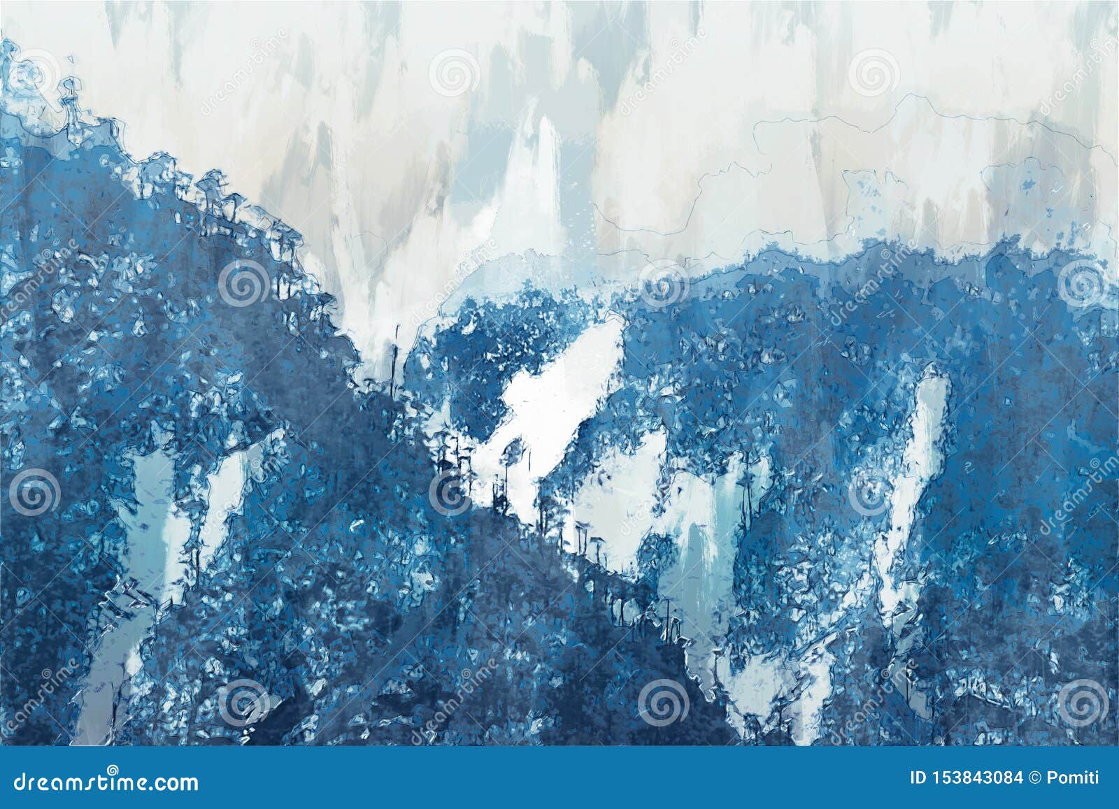 Mountain in Blue Tone, Digital Painting for Background Stock ...