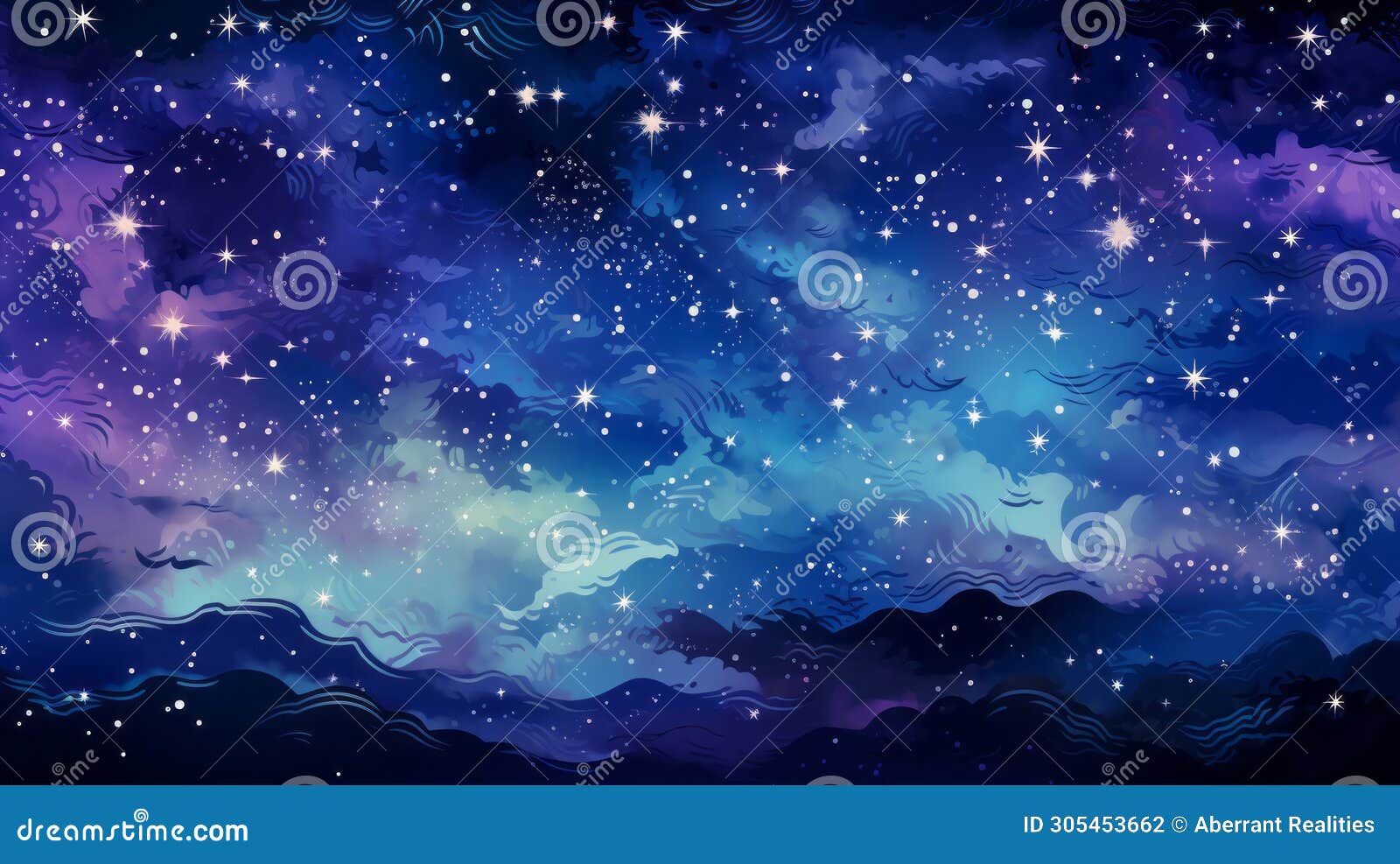 An Abstract Painting of the Night Sky with Stars Stock Illustration ...
