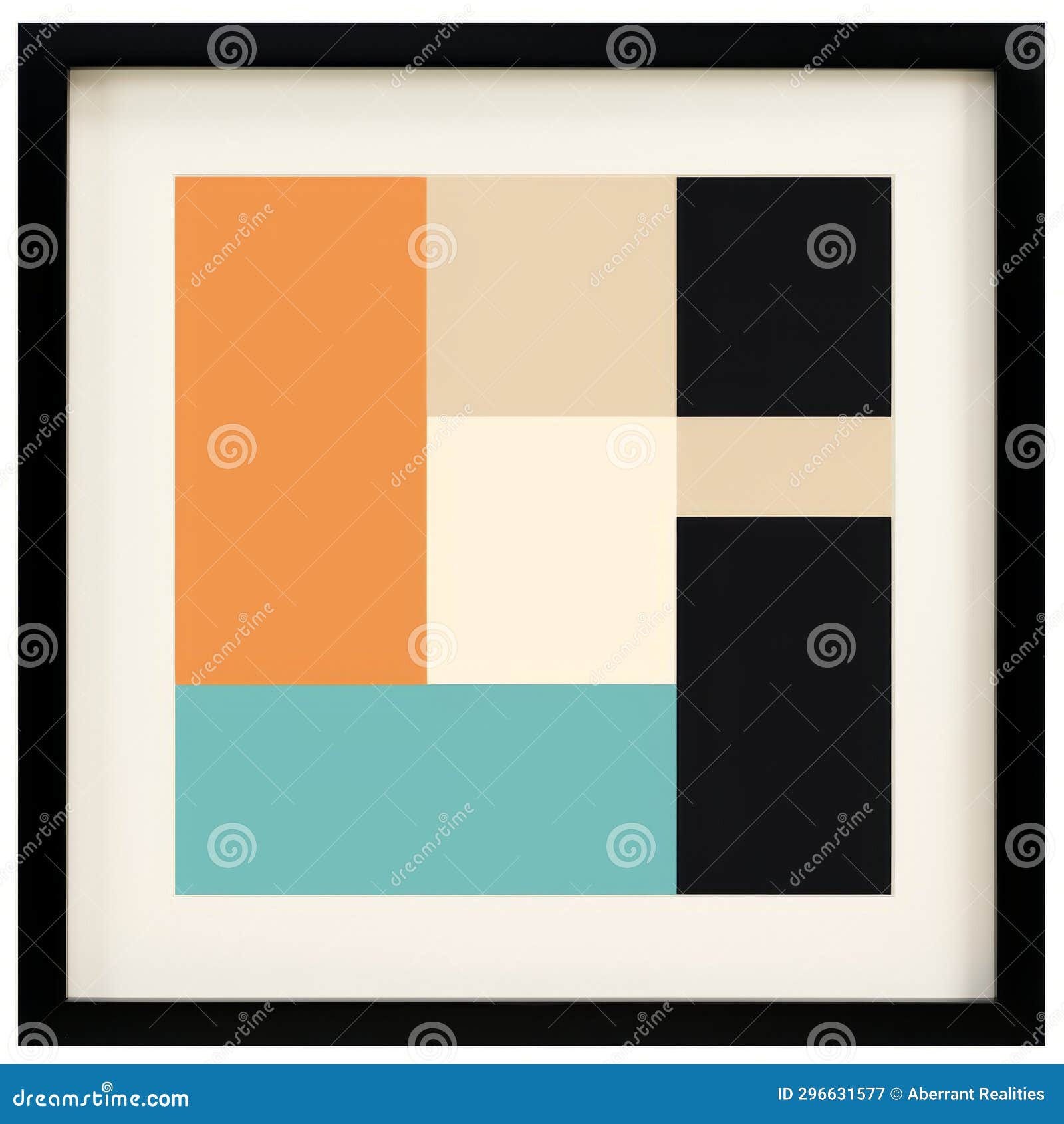 An Abstract Painting with Orange Blue Black and White Squares Stock ...
