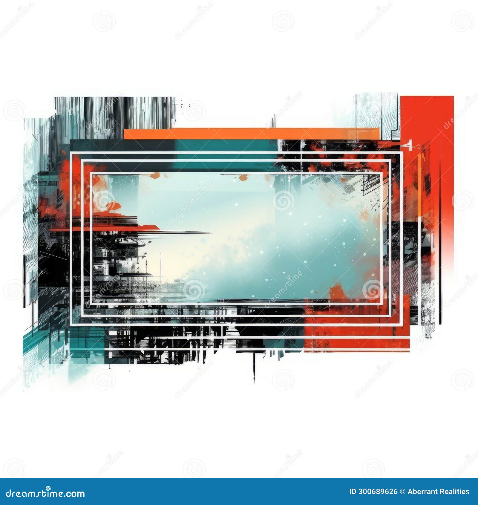 An Abstract Painting with an Orange Blue and Red Frame Stock ...