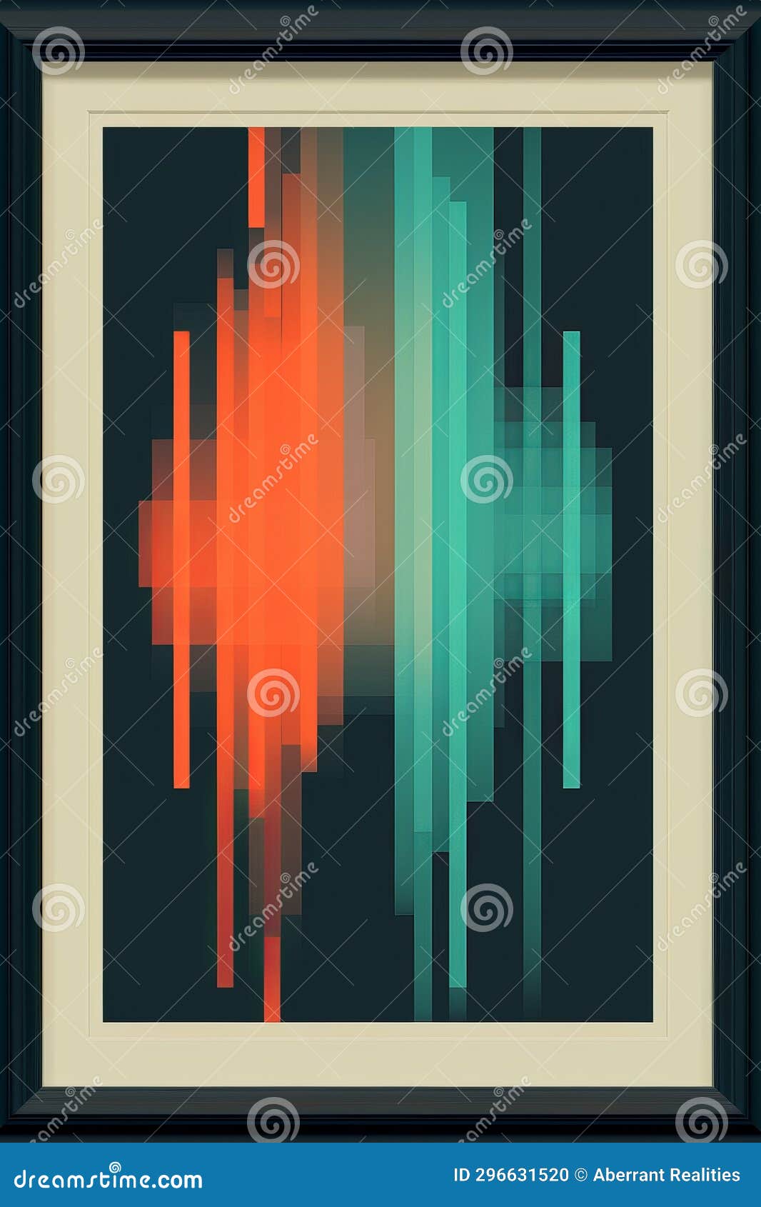 An Abstract Painting with Orange and Green Lines Stock Illustration ...