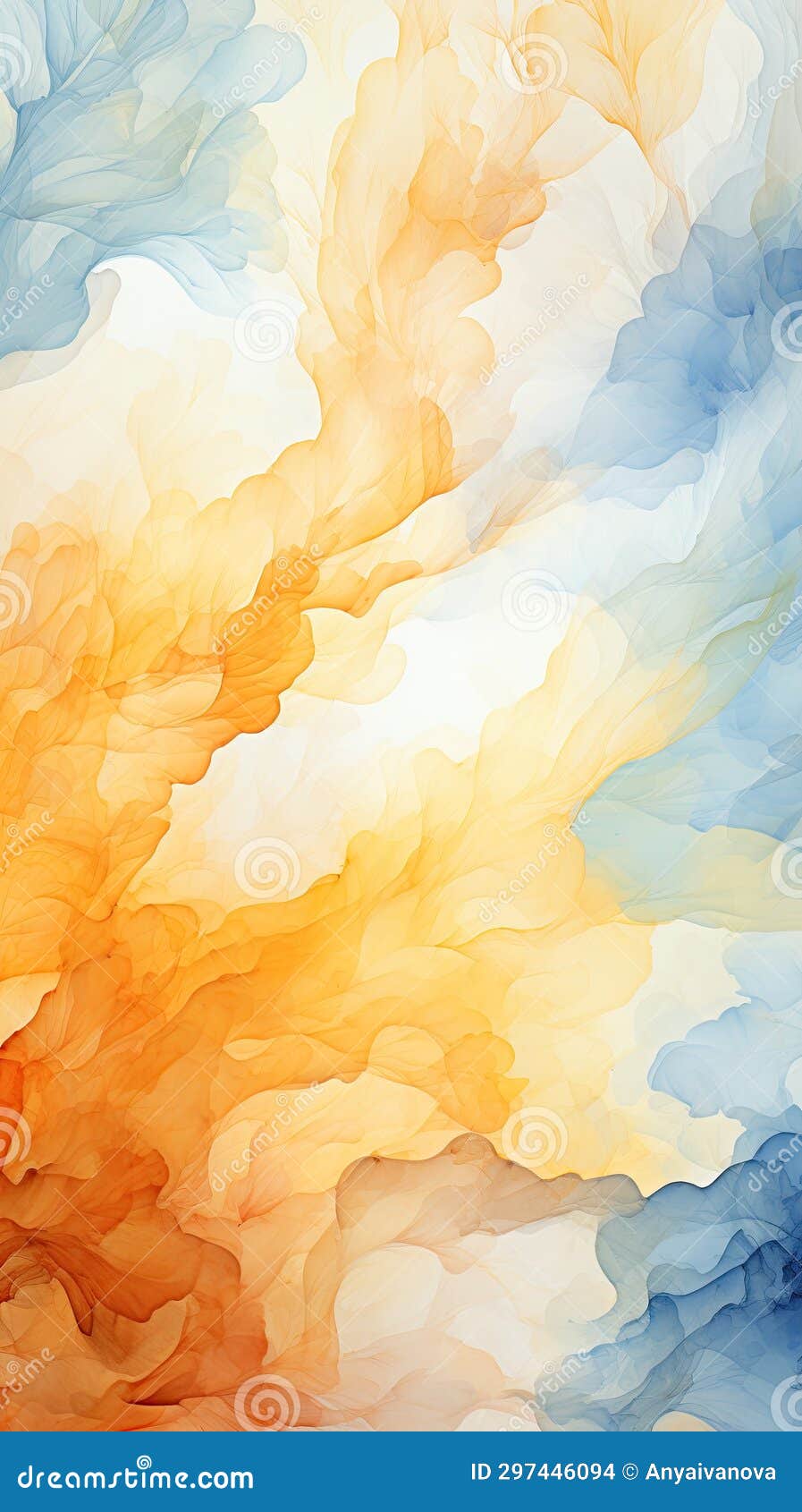 An Abstract Painting of Orange, White, and Blue Colors Stock ...