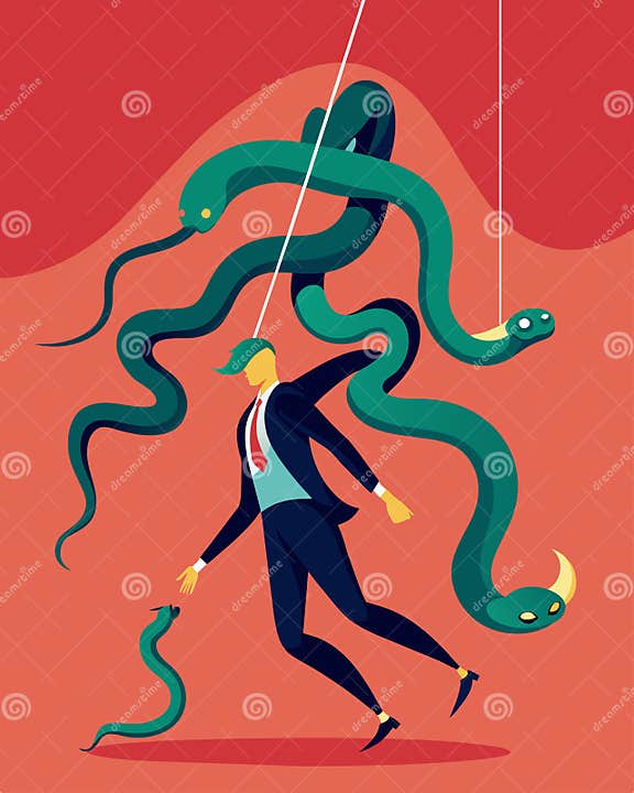 An Abstract Painting of a Person Being Pulled Down by Hundreds of Thin ...