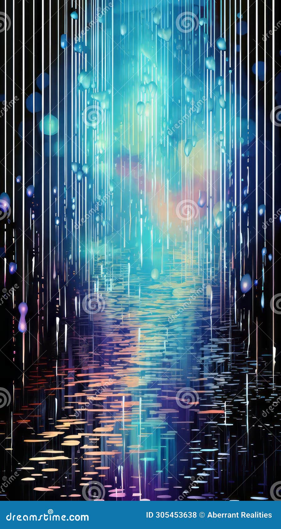 An Abstract Painting of Rain Falling on a Dark Background Stock ...