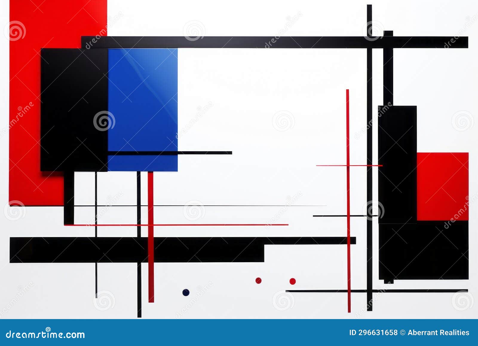An Abstract Painting with Red Blue and Black Squares Stock Illustration ...