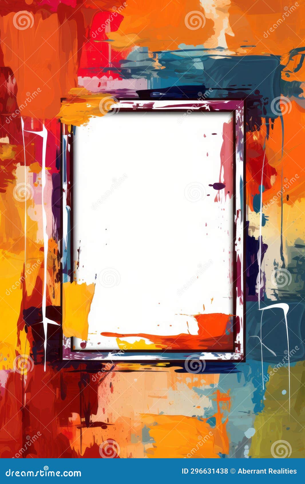 An Abstract Painting with a Square Frame on it Stock Illustration ...