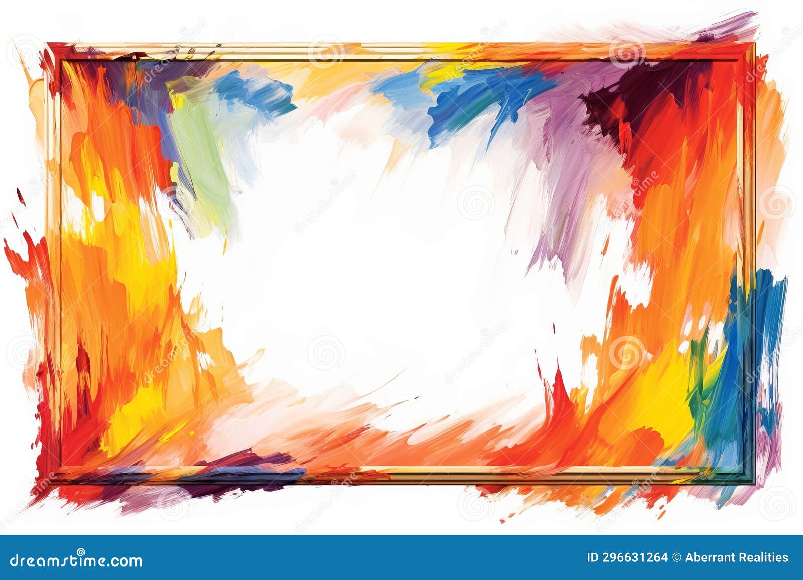 An Abstract Painting of a Square Frame with Paint Splatters Stock ...