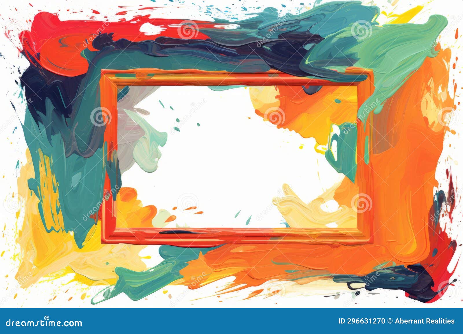 An Abstract Painting of a Square Frame with Paint Splatters Stock ...