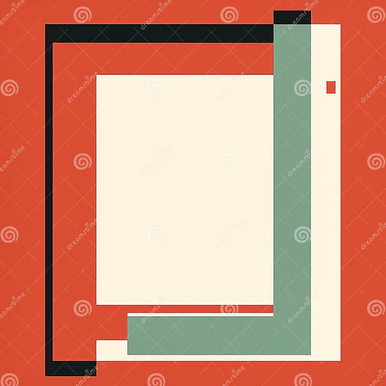 An Abstract Painting with a Square Frame on a Red Background Stock ...