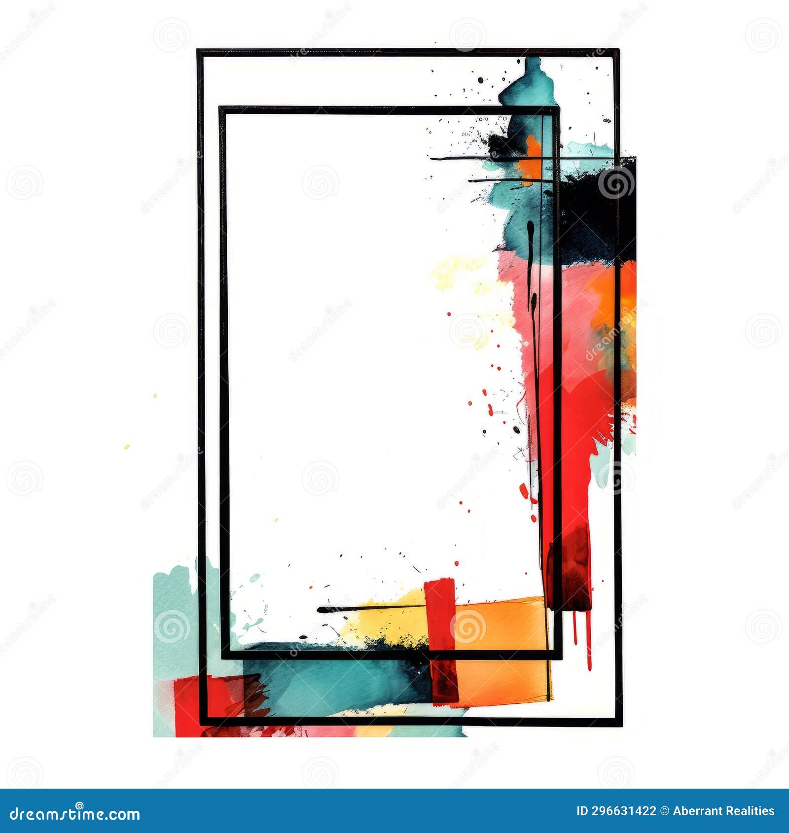 An Abstract Painting with a Square Frame on a White Background Stock ...