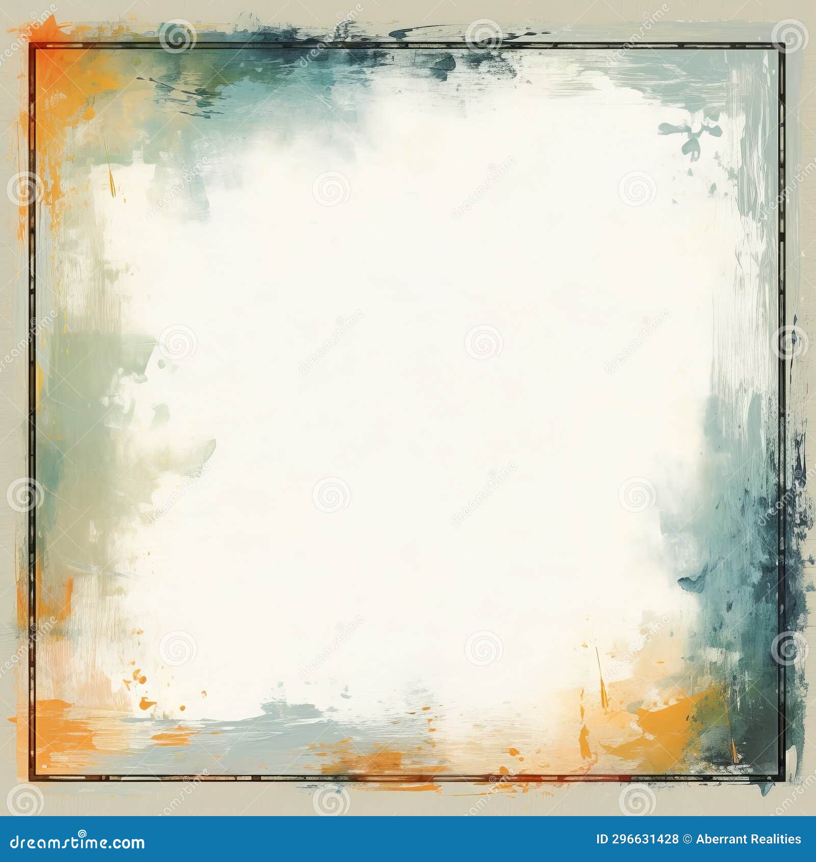 An Abstract Painting with a Square Frame on a White Background Stock ...