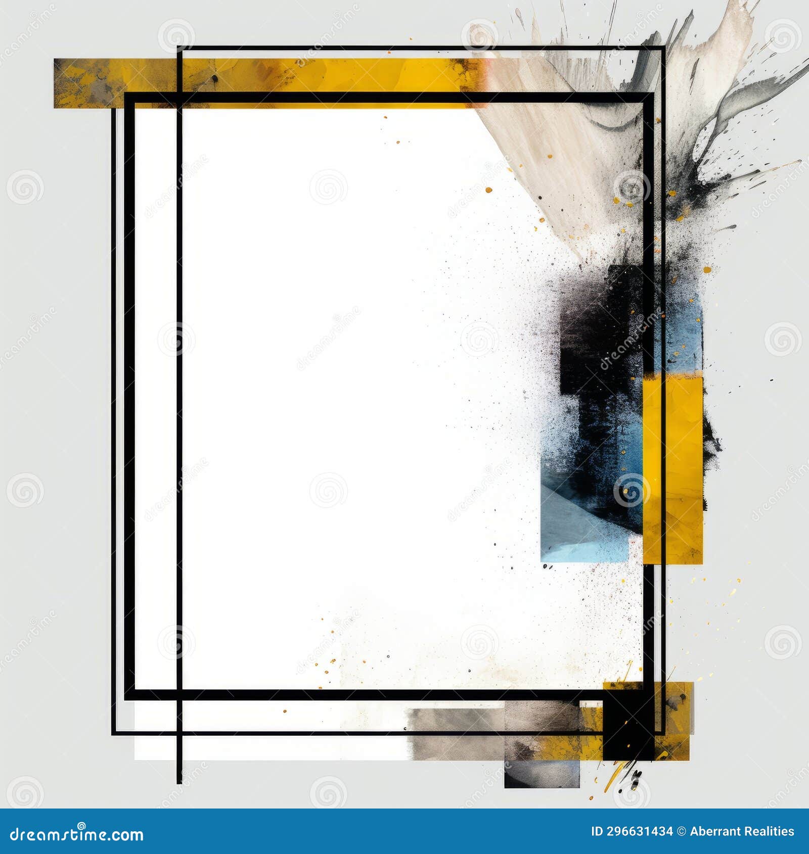 An Abstract Painting with a Square Frame on a White Background Stock ...