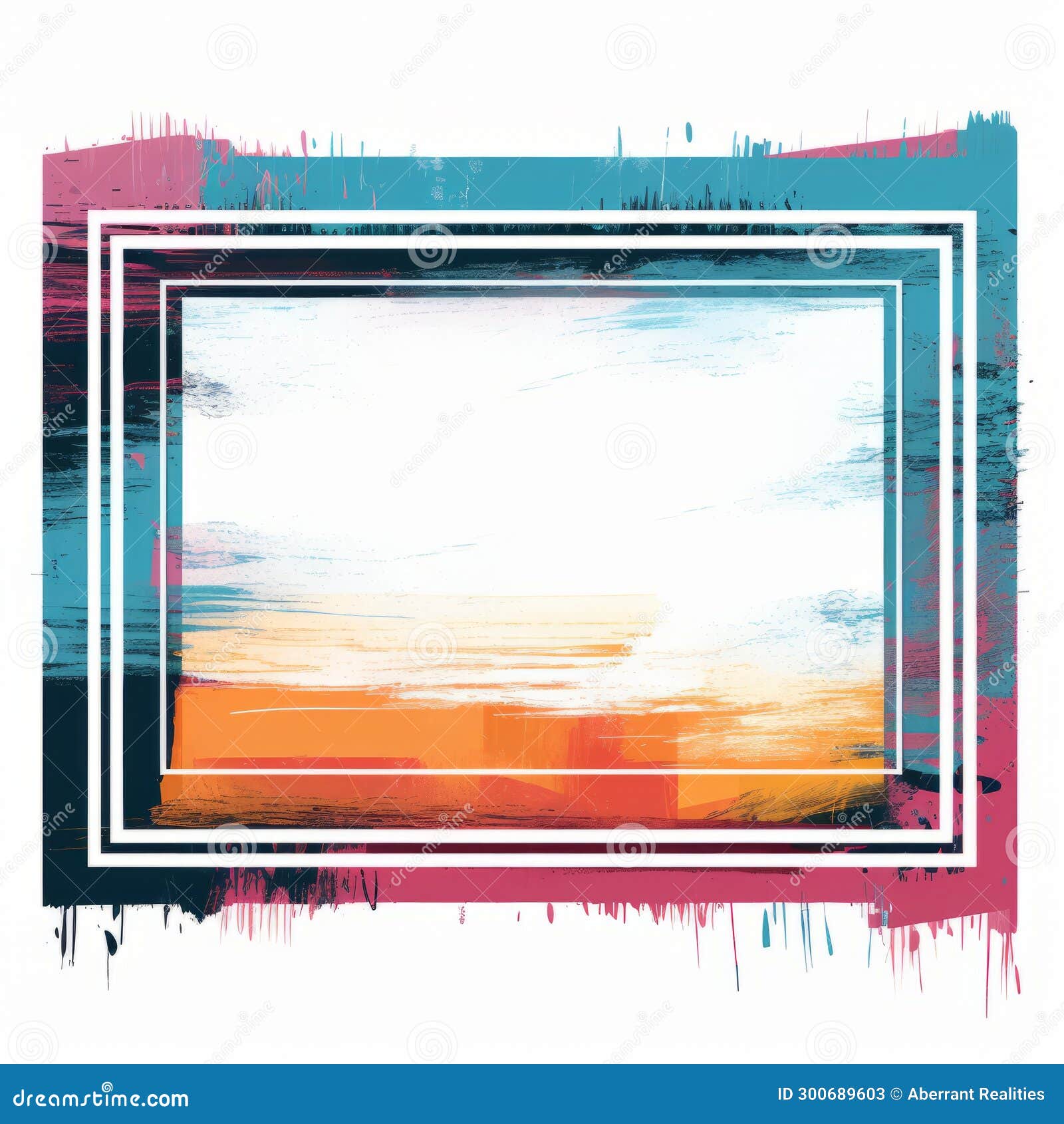 An Abstract Painting with a Square Frame on a White Background Stock ...