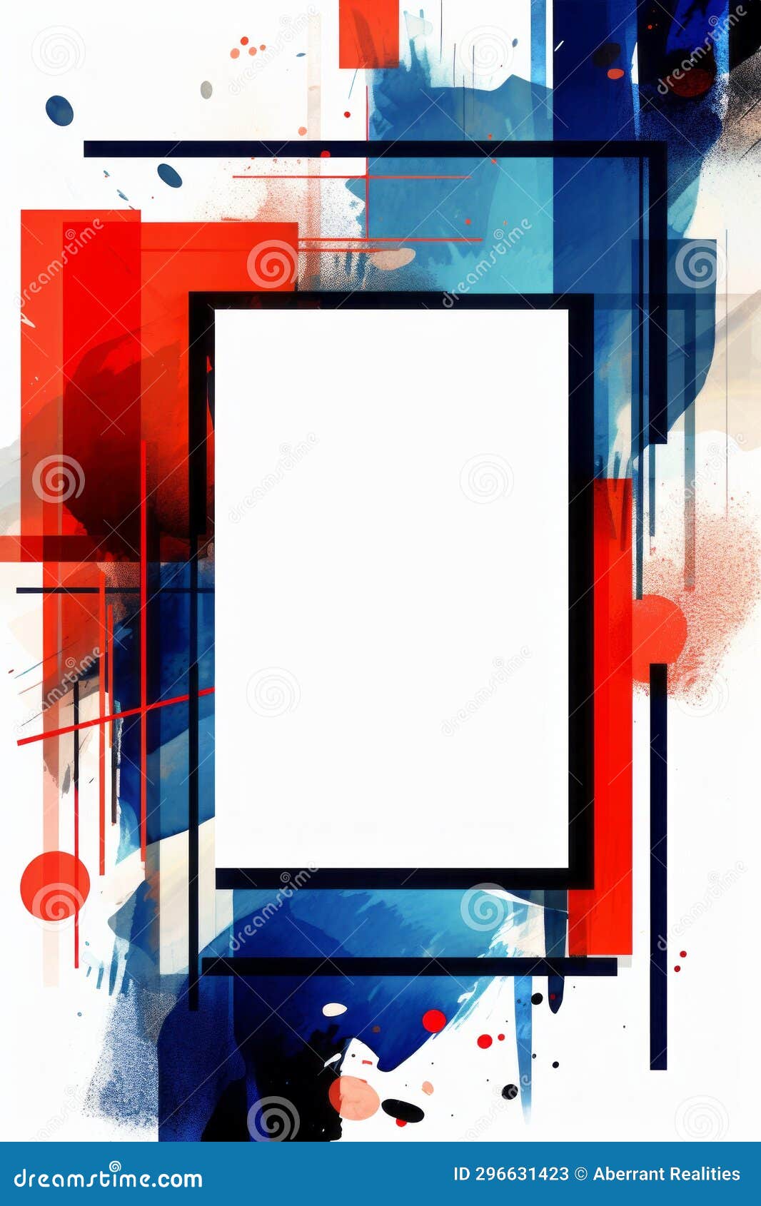 An Abstract Painting with a Square Frame on a White Background Stock ...