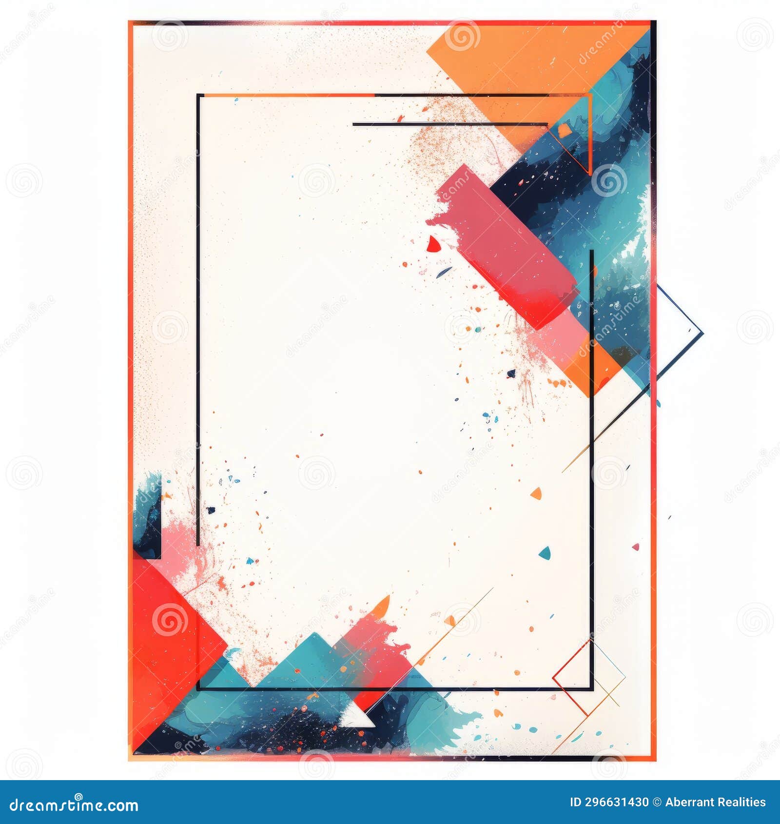 An Abstract Painting with a Square Frame on a White Background Stock ...