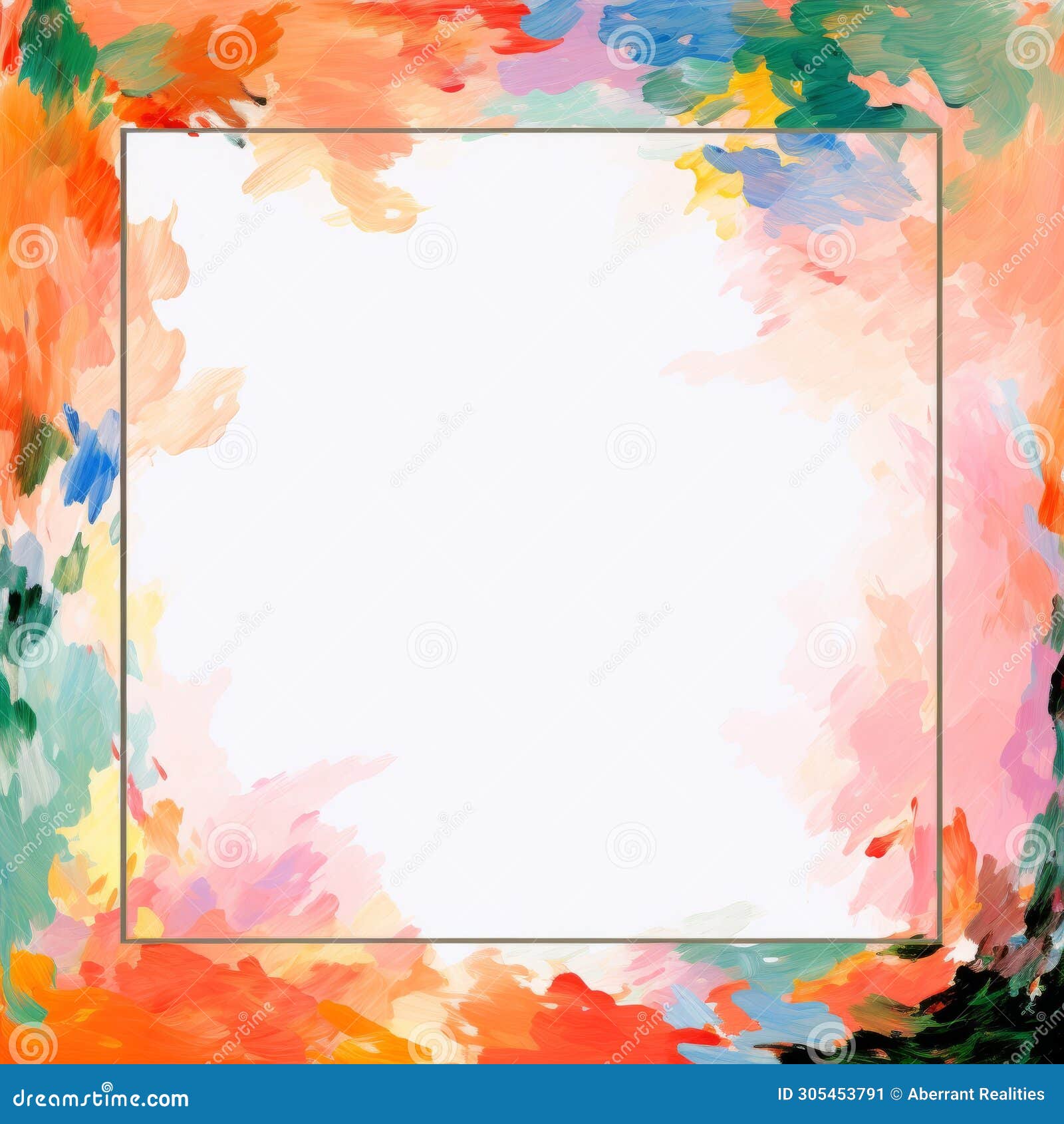 An Abstract Painting with a Square Frame on a White Background Stock ...