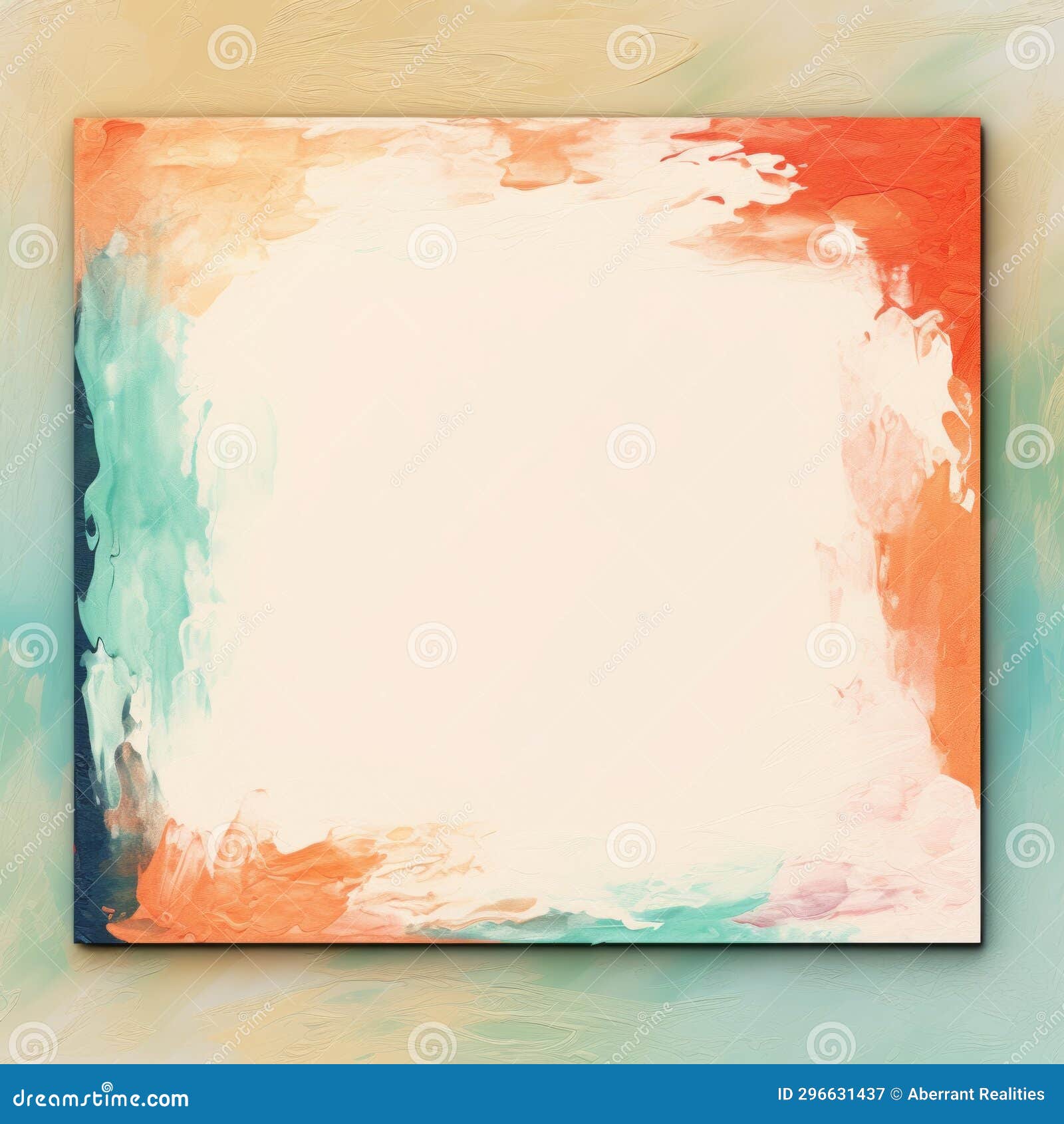 An Abstract Painting with a Square Frame on a Yellow Orange and Blue ...
