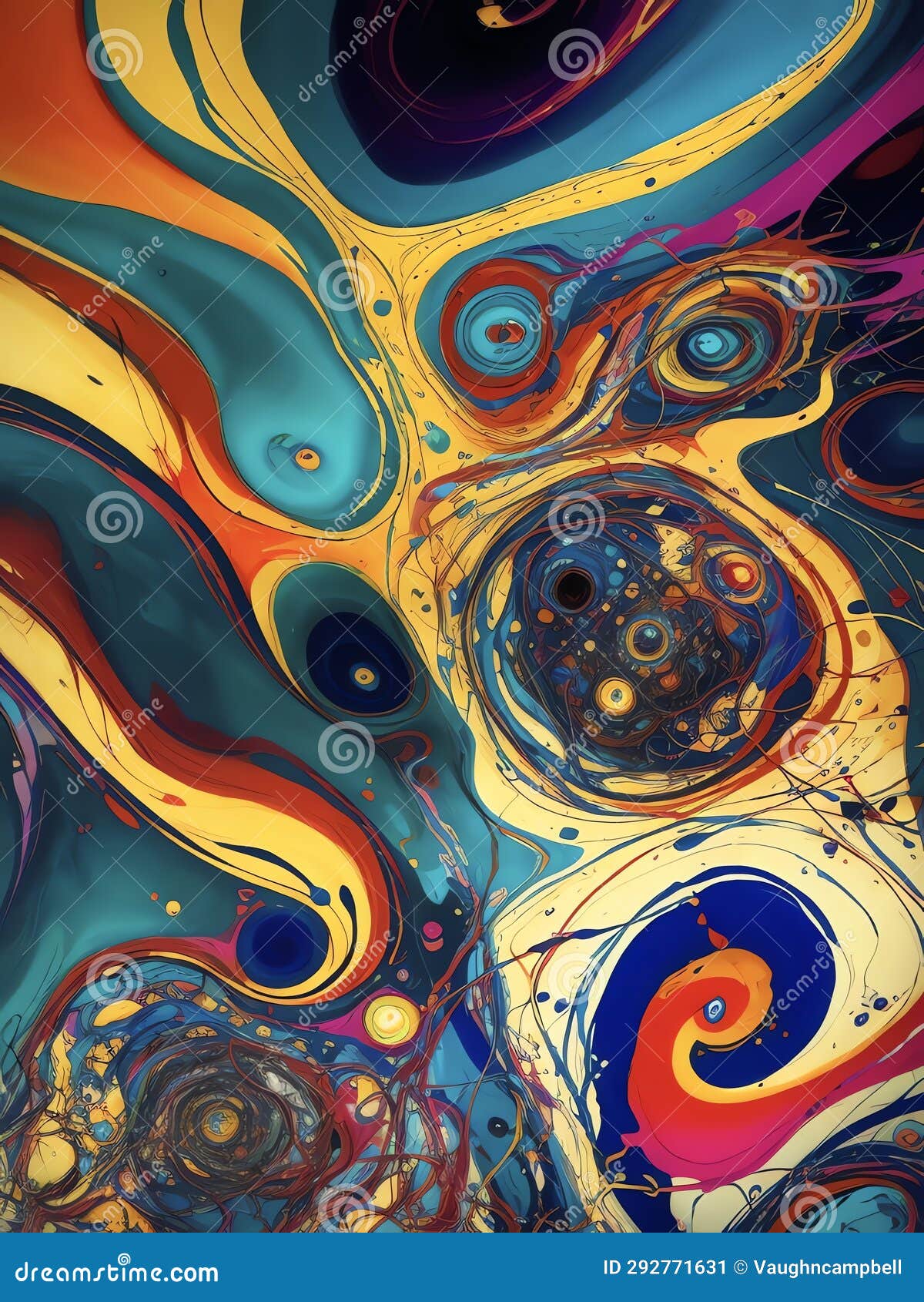 An Abstract Painting with Swirling Colors Stock Illustration ...