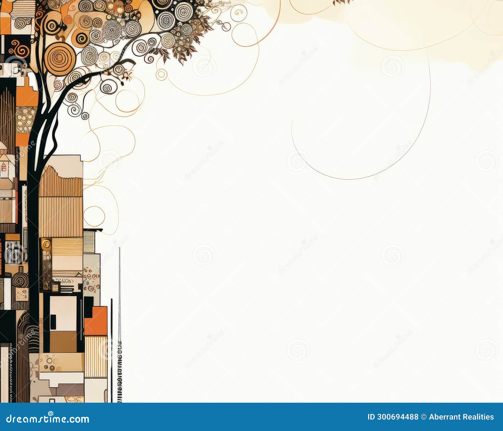 An Abstract Painting of a Tree in Front of a Building Stock ...