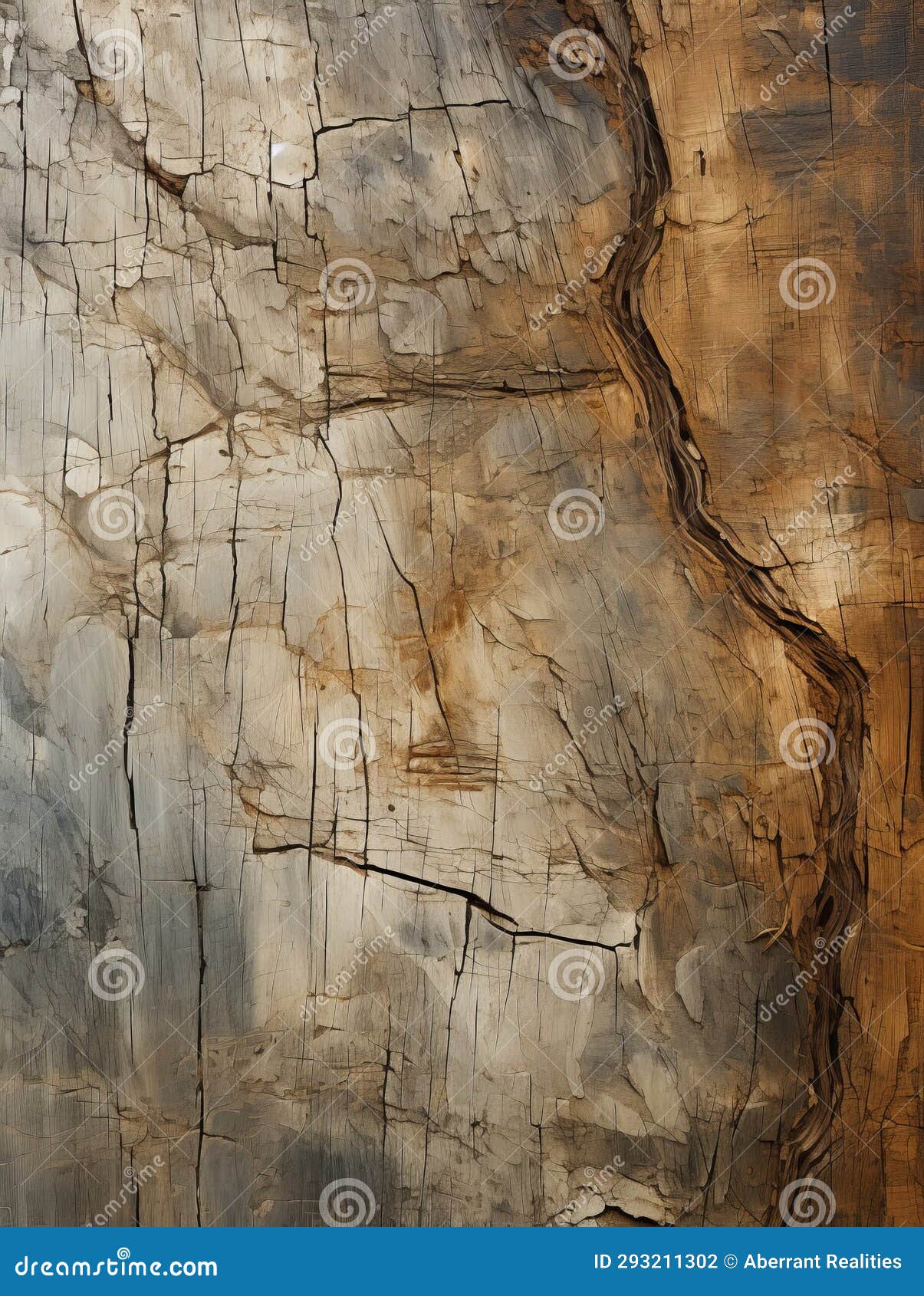 An Abstract Painting of a Tree Trunk with Cracks in it Stock ...