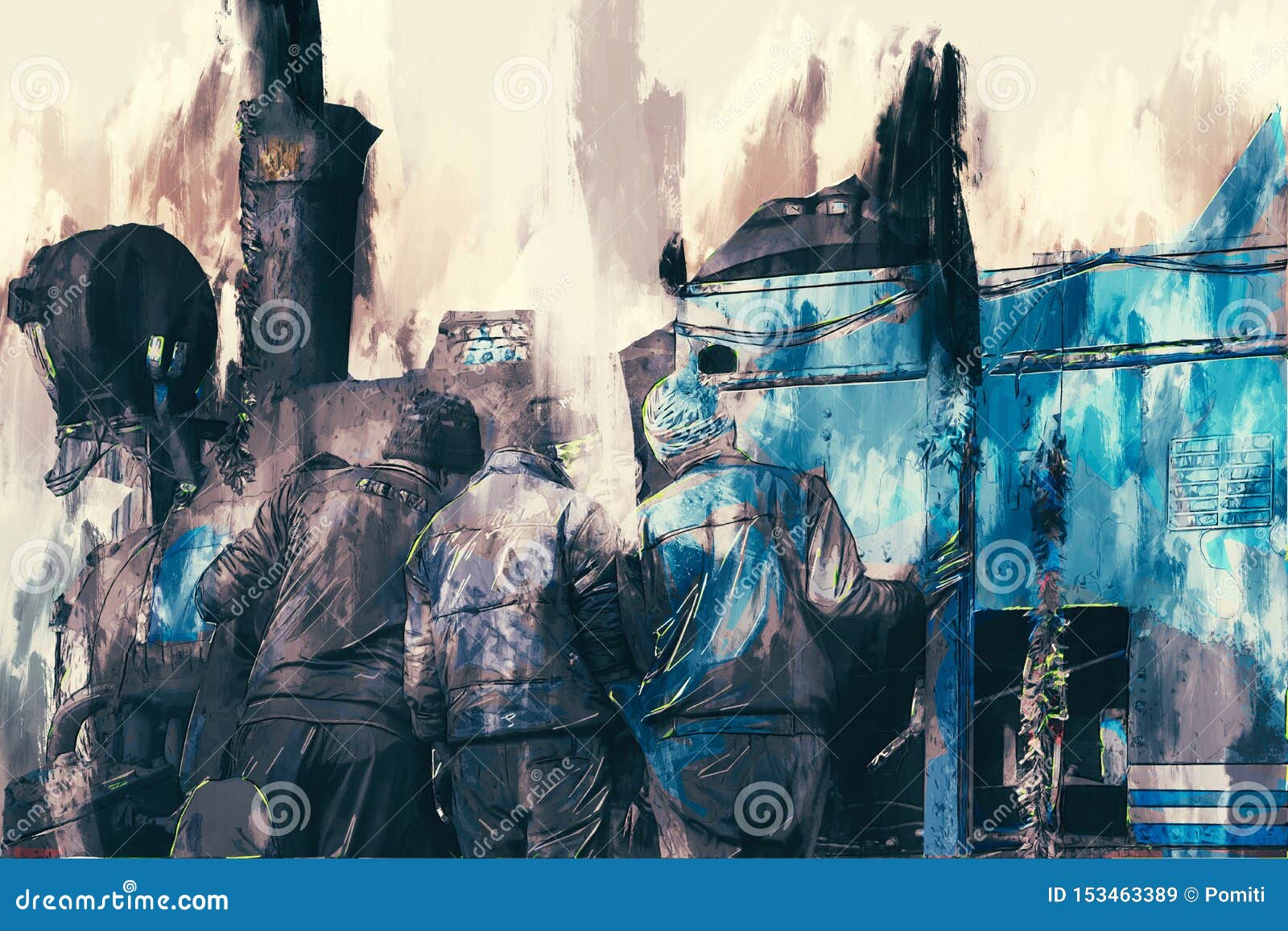 Abstract Painting of Vintage Train, Digital Painting Stock Image ...