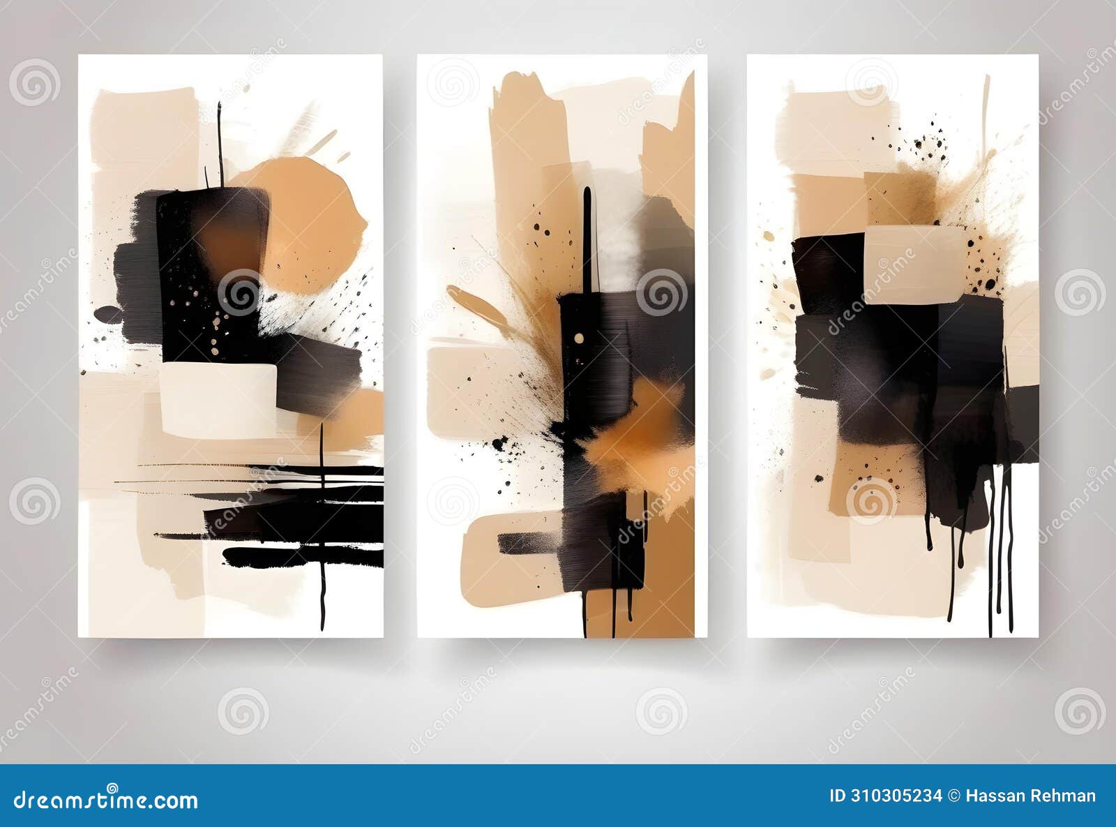Abstract Painting Wall Art Set. Poster Stock Illustration ...